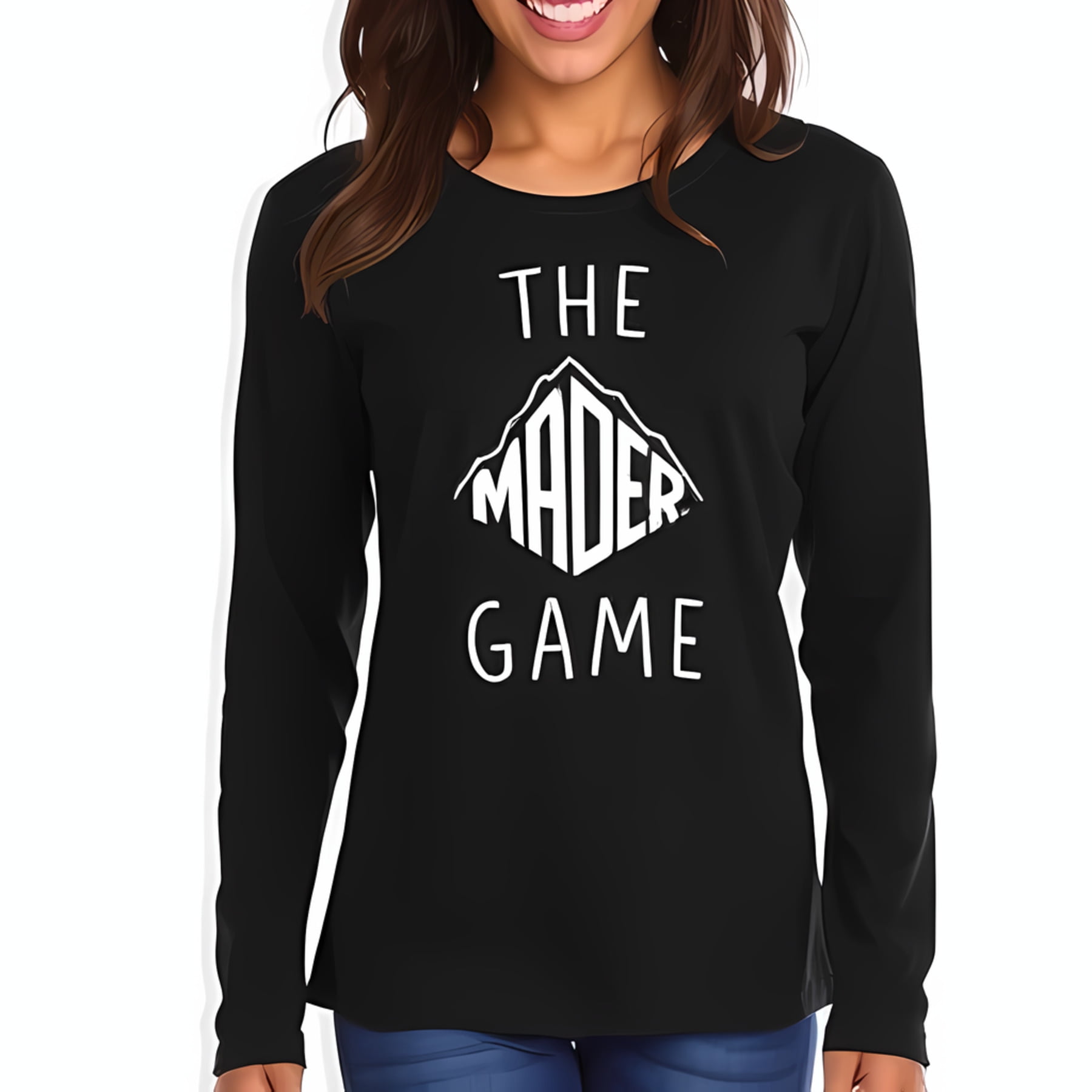 Stylish Long Sleeve T-Shirt with Mountain Graphic Design - " THE MADER ...