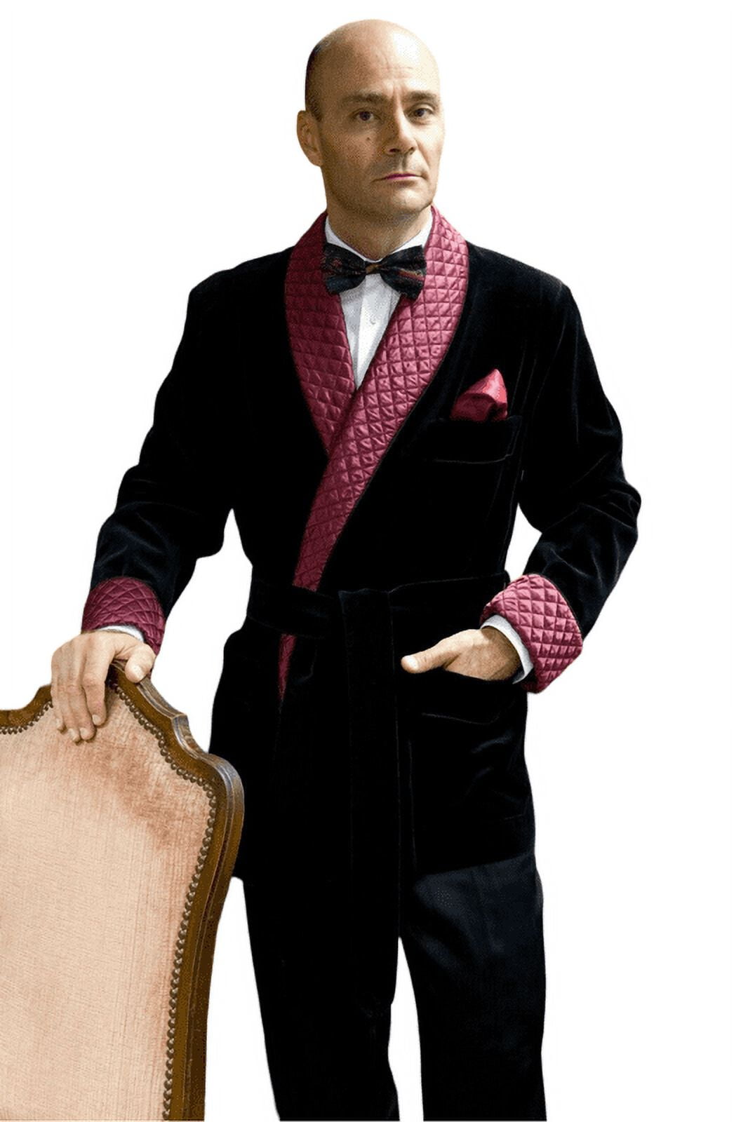 Stylish Look Mens Black Velvet Dressing Gown Velvet Dinner Robe ...