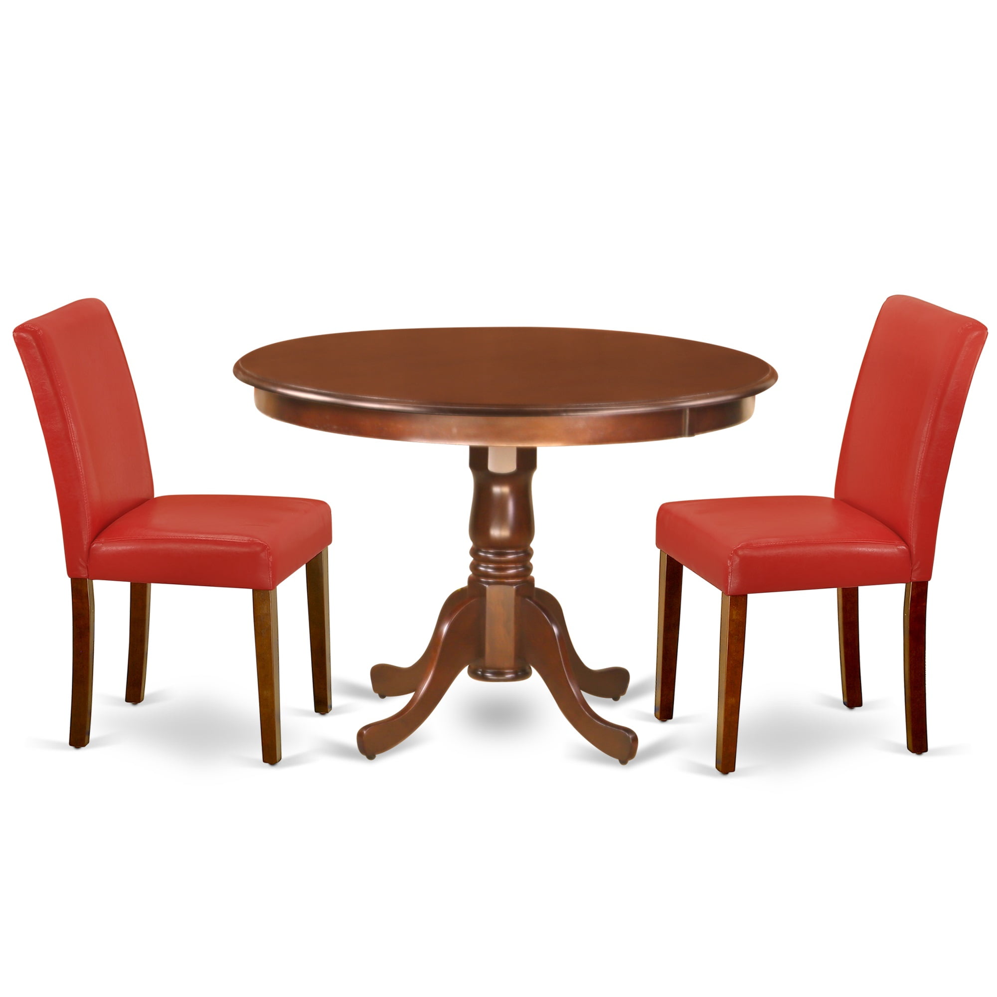 Stylish Mahogany Dining Set with Round Table and Parson Chairs - Budget ...