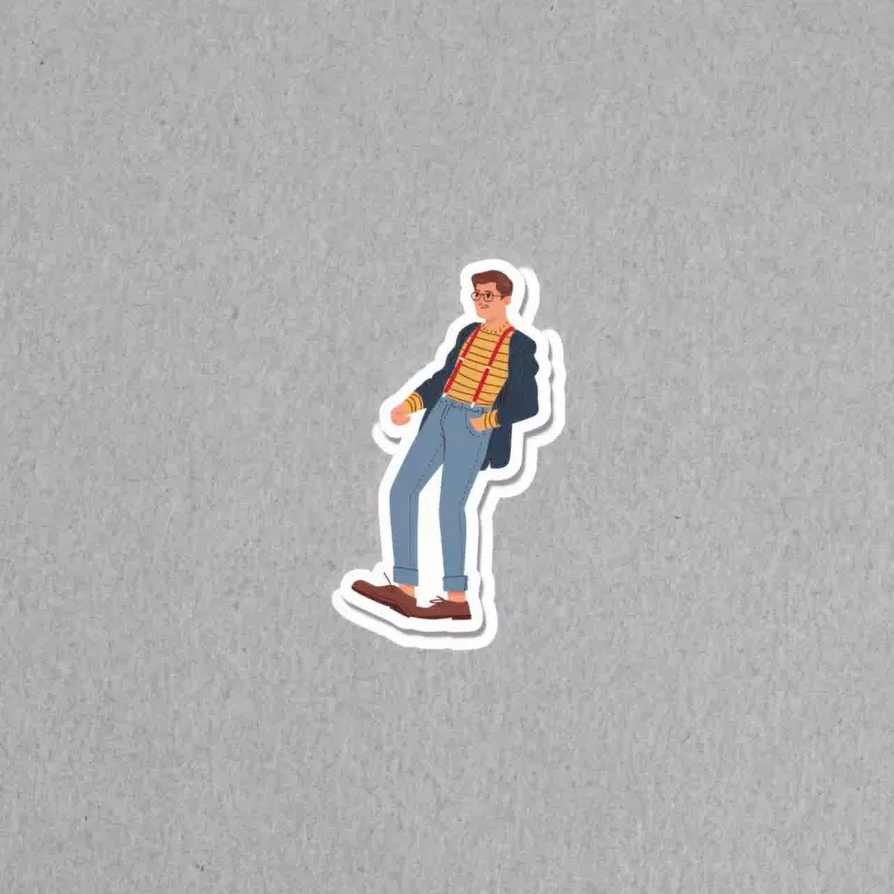 Stylish Man In Suit Laptop Sticker - Hipster Dude Illustrationphone ...