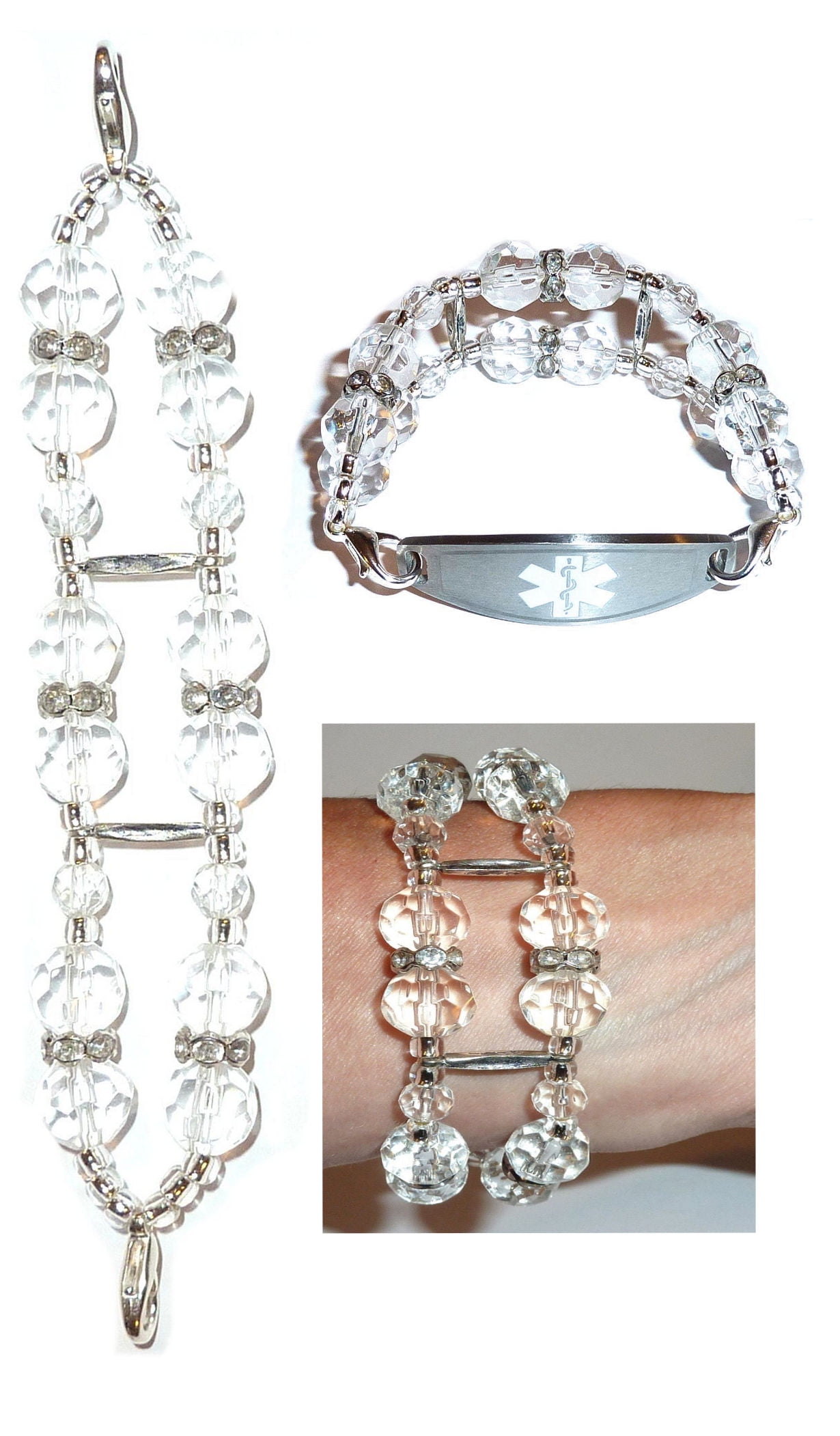 Stylish Medical Alert Bracelets – Double Crystal Medical ID Replacement ...