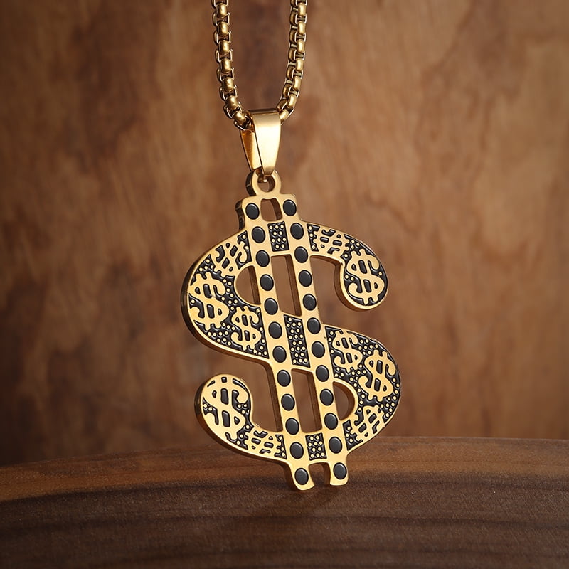 Stylish Men‘s Hip Hop Iced Out Dollar Sign Money Pendant Necklace ...