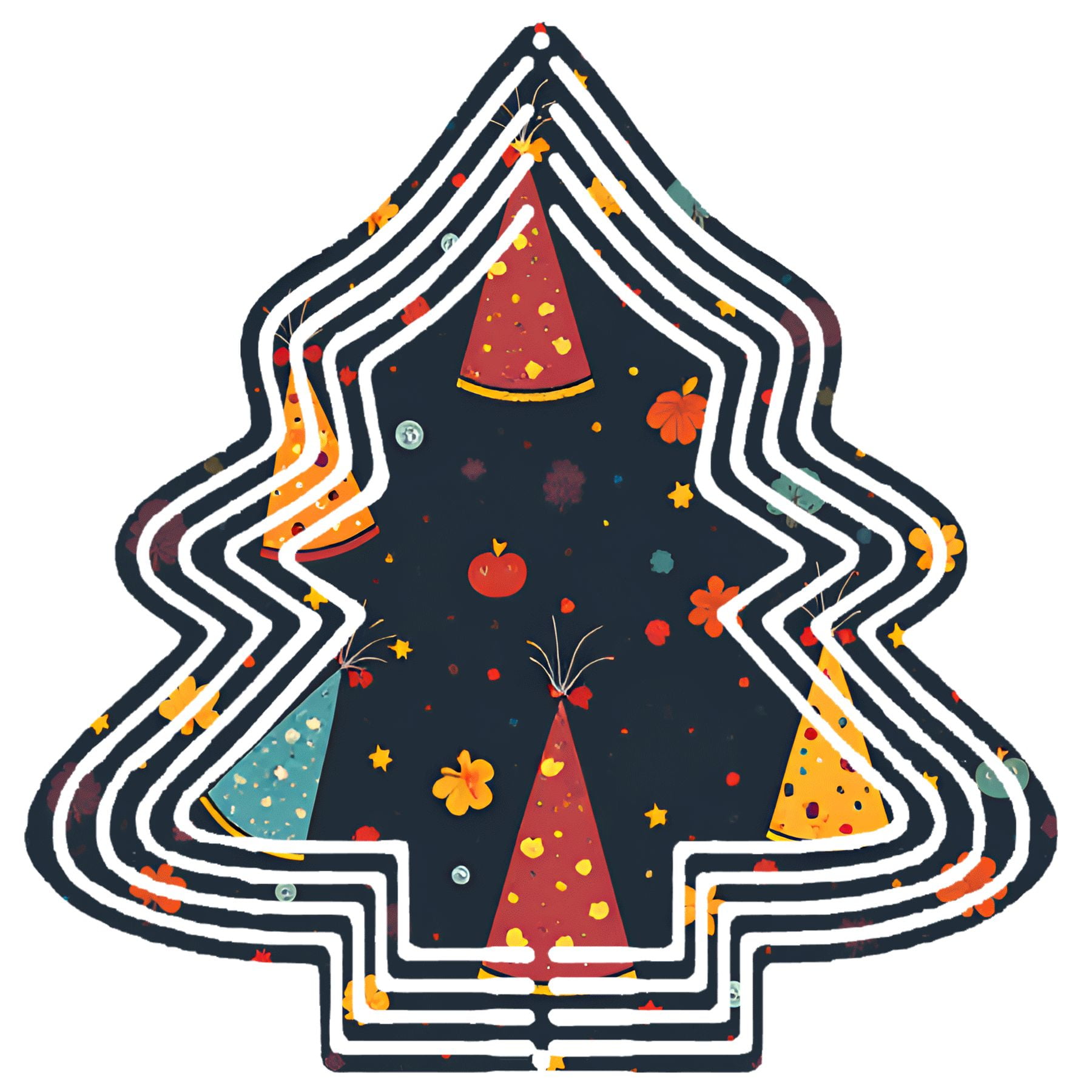 Stylish Metal Hanging Christmas Tree Wind Spinner - Colorful Hats with ...