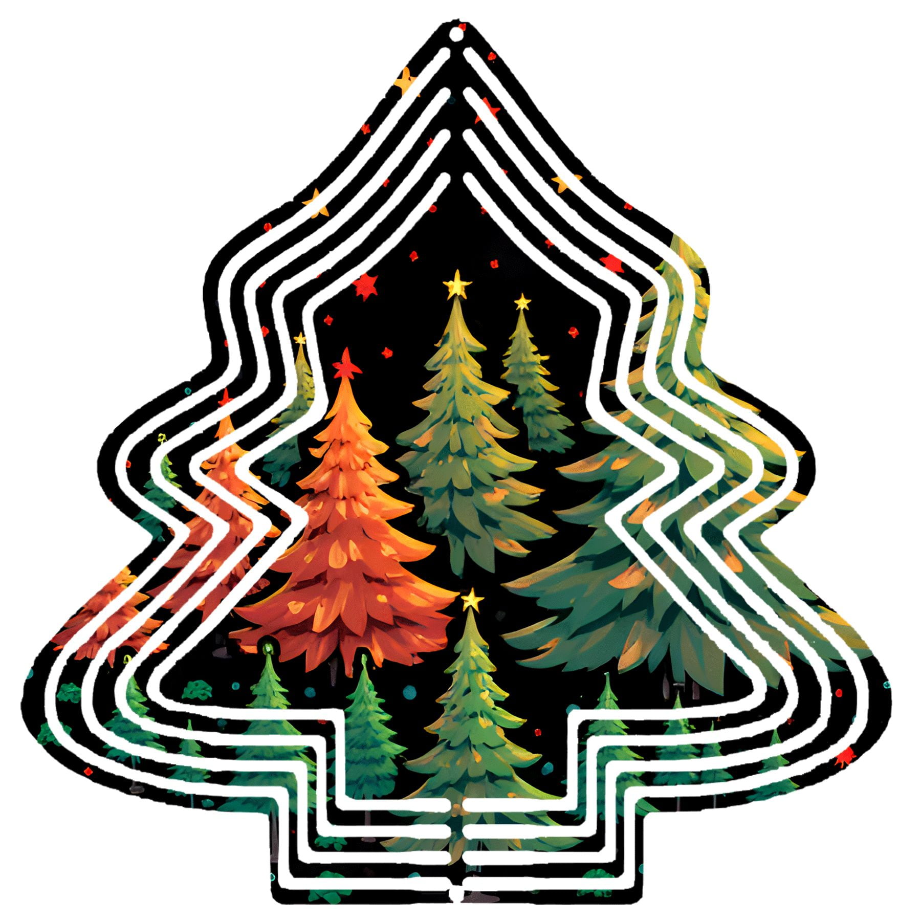 Stylish Metal Hanging Christmas Tree Wind Spinner - Colorful Pine Tree ...
