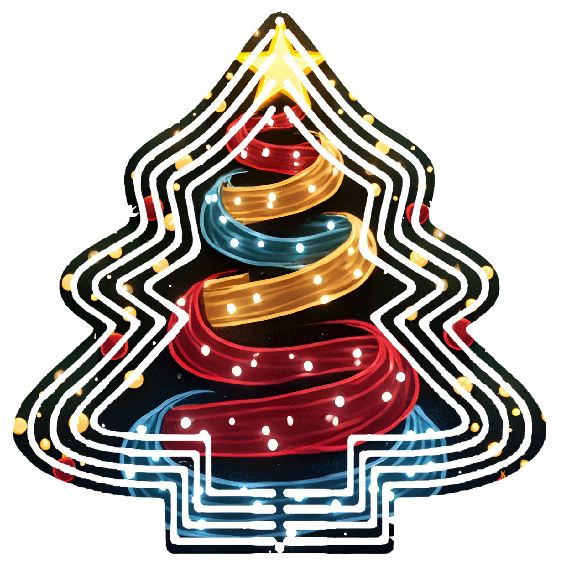 Stylish Metal Hanging Christmas Tree Wind Spinner - Colorful Swirls ...