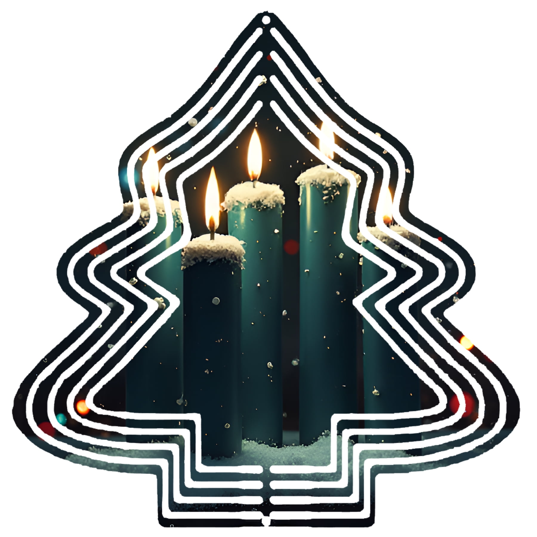 Stylish Metal Hanging Christmas Tree Wind Spinner - Concentric Circle ...