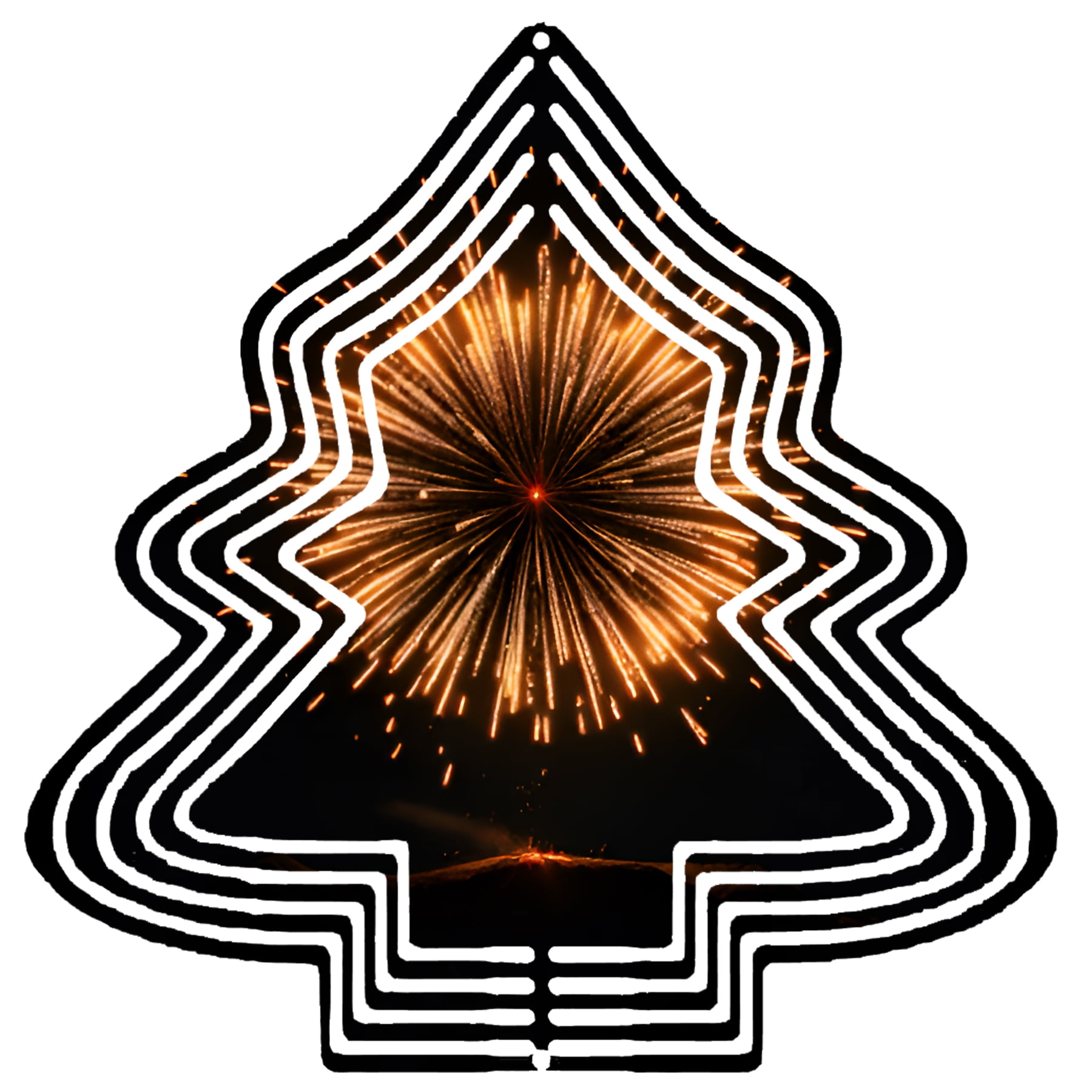 Stylish Metal Hanging Christmas Tree Wind Spinner - Concentric Circle ...