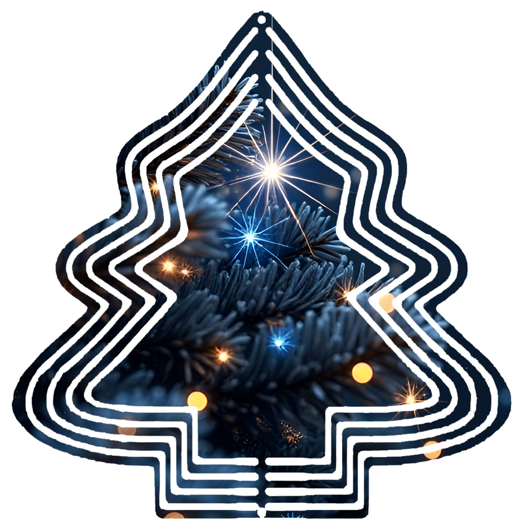Stylish Metal Hanging Christmas Tree Wind Spinner - Concentric Layered ...