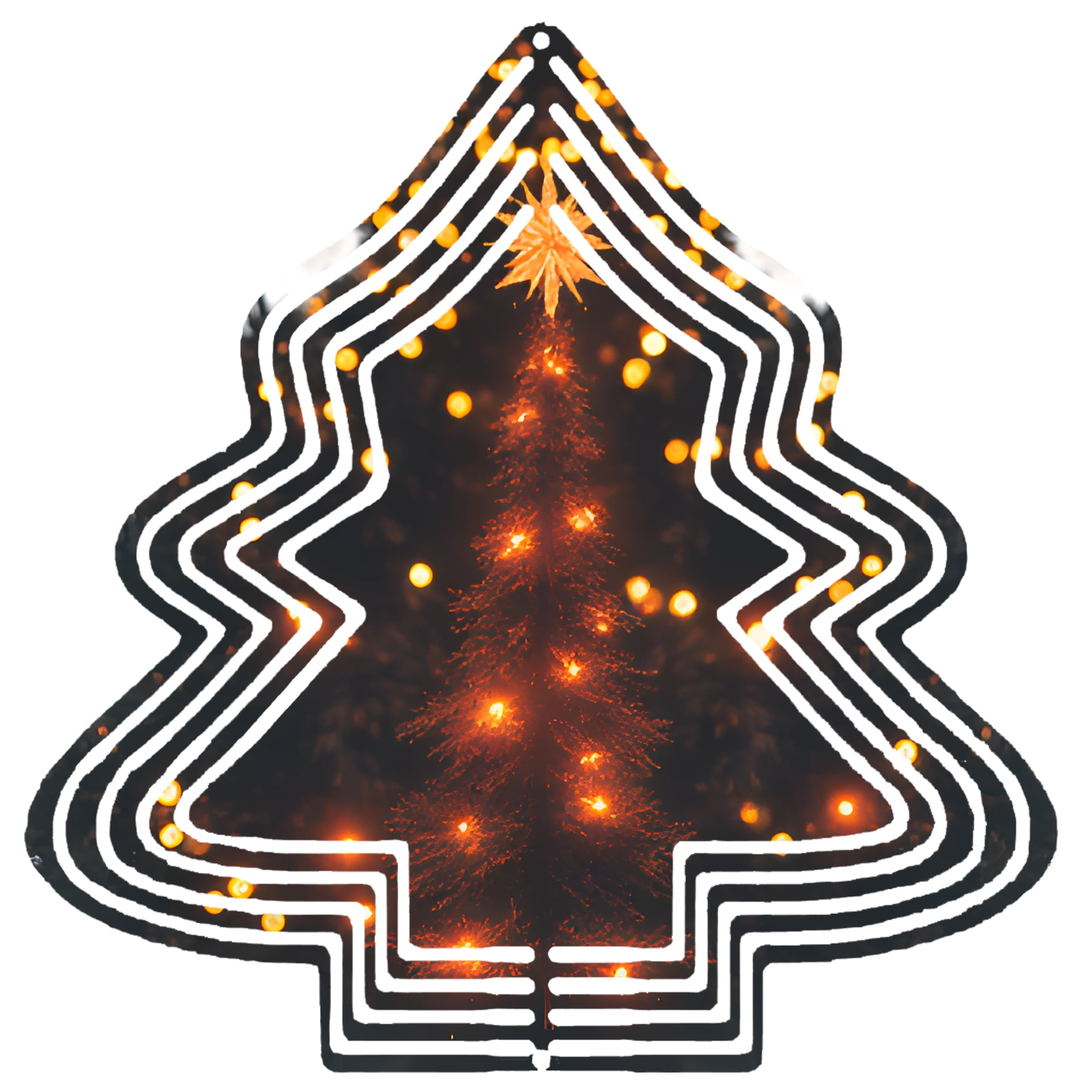 Stylish Metal Hanging Christmas Tree Wind Spinner - Concentric White ...
