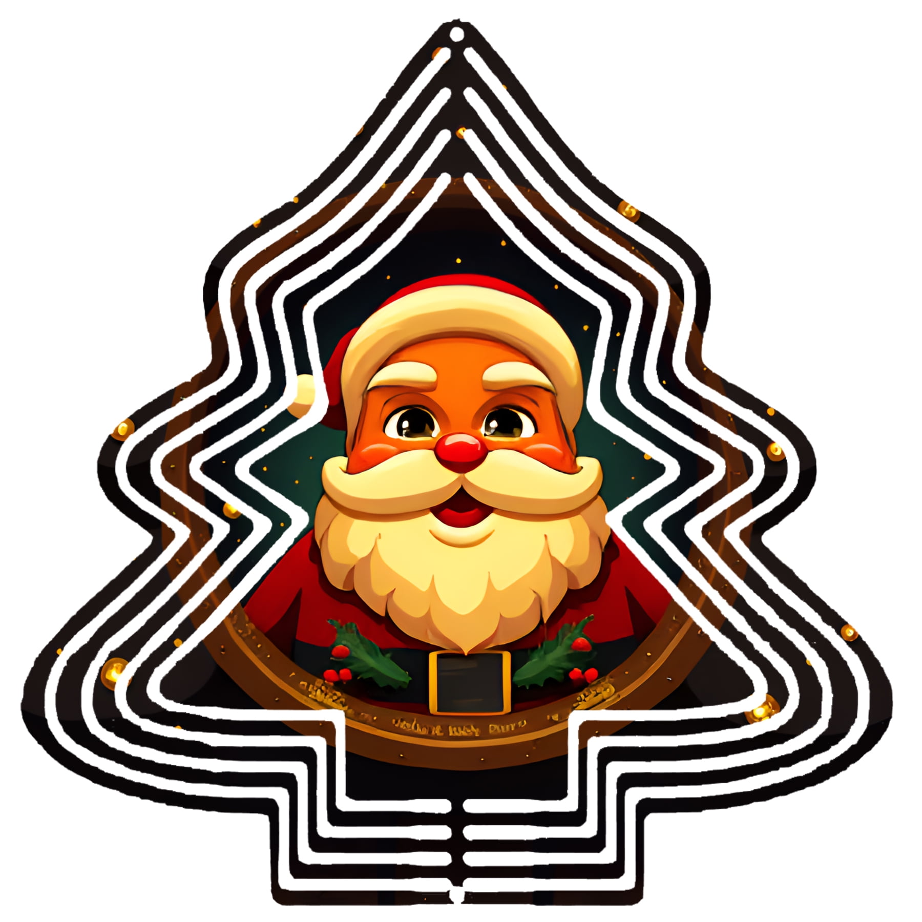 Stylish Metal Hanging Christmas Tree Wind Spinner - Decorative Santa ...