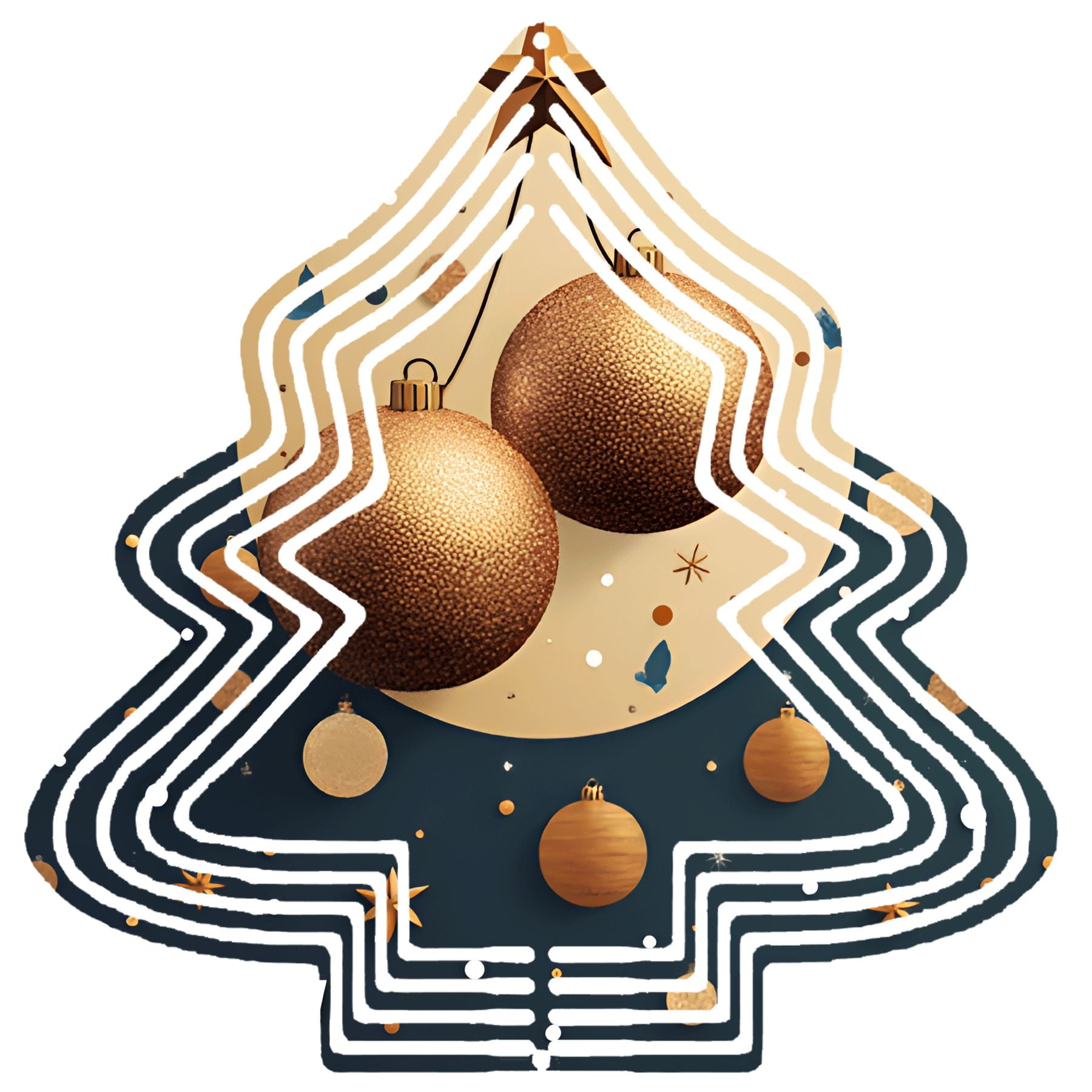 Stylish Metal Hanging Christmas Tree Wind Spinner - Elegant Gold ...