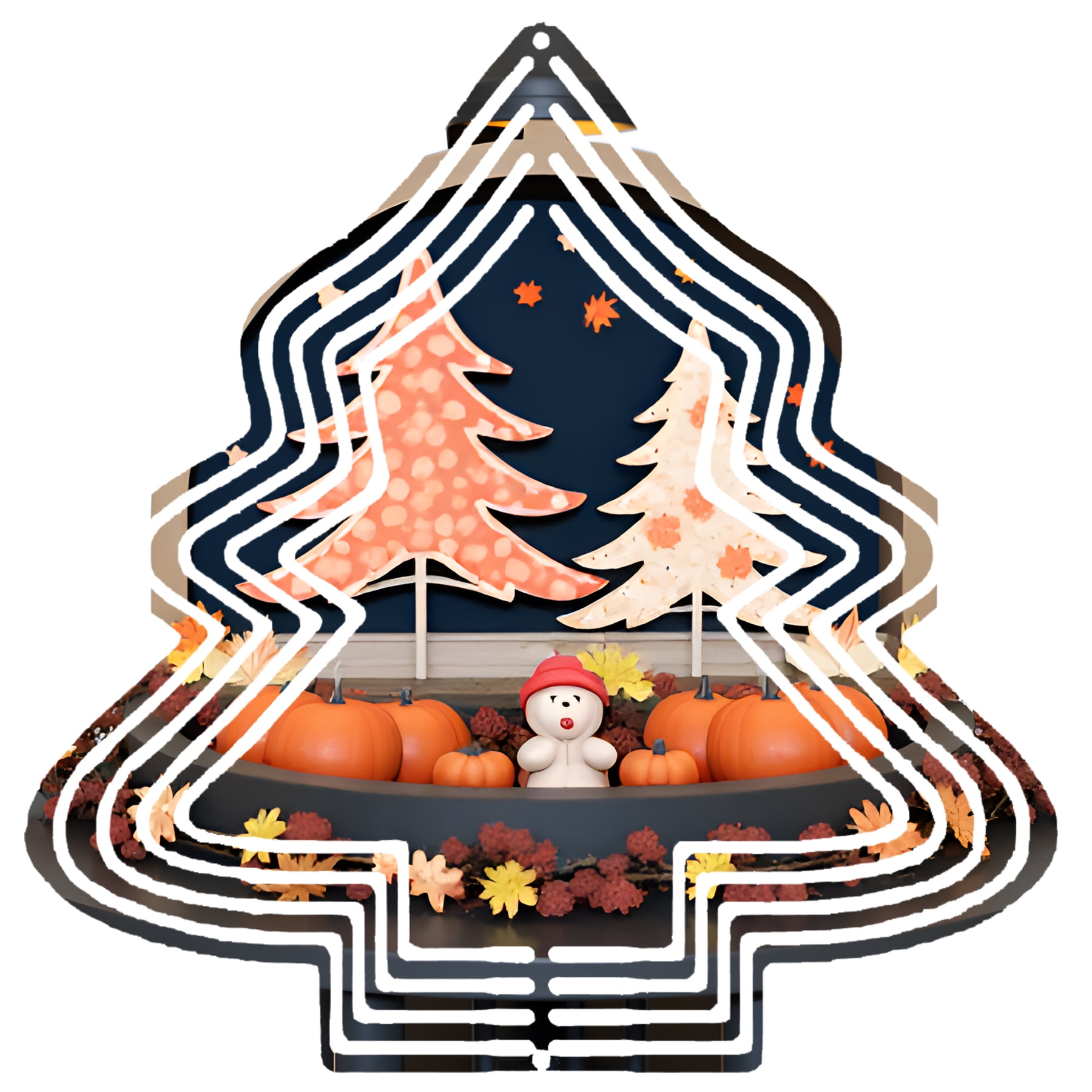 Stylish Metal Hanging Christmas Tree Wind Spinner - Features Decorated ...