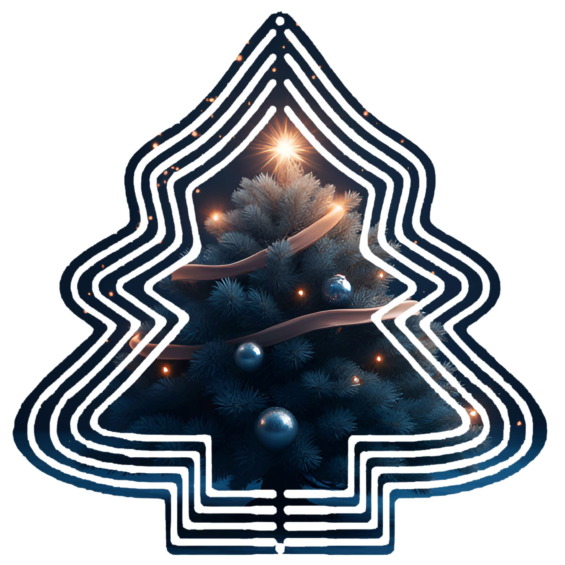 Stylish Metal Hanging Christmas Tree Wind Spinner - Festive Garden ...