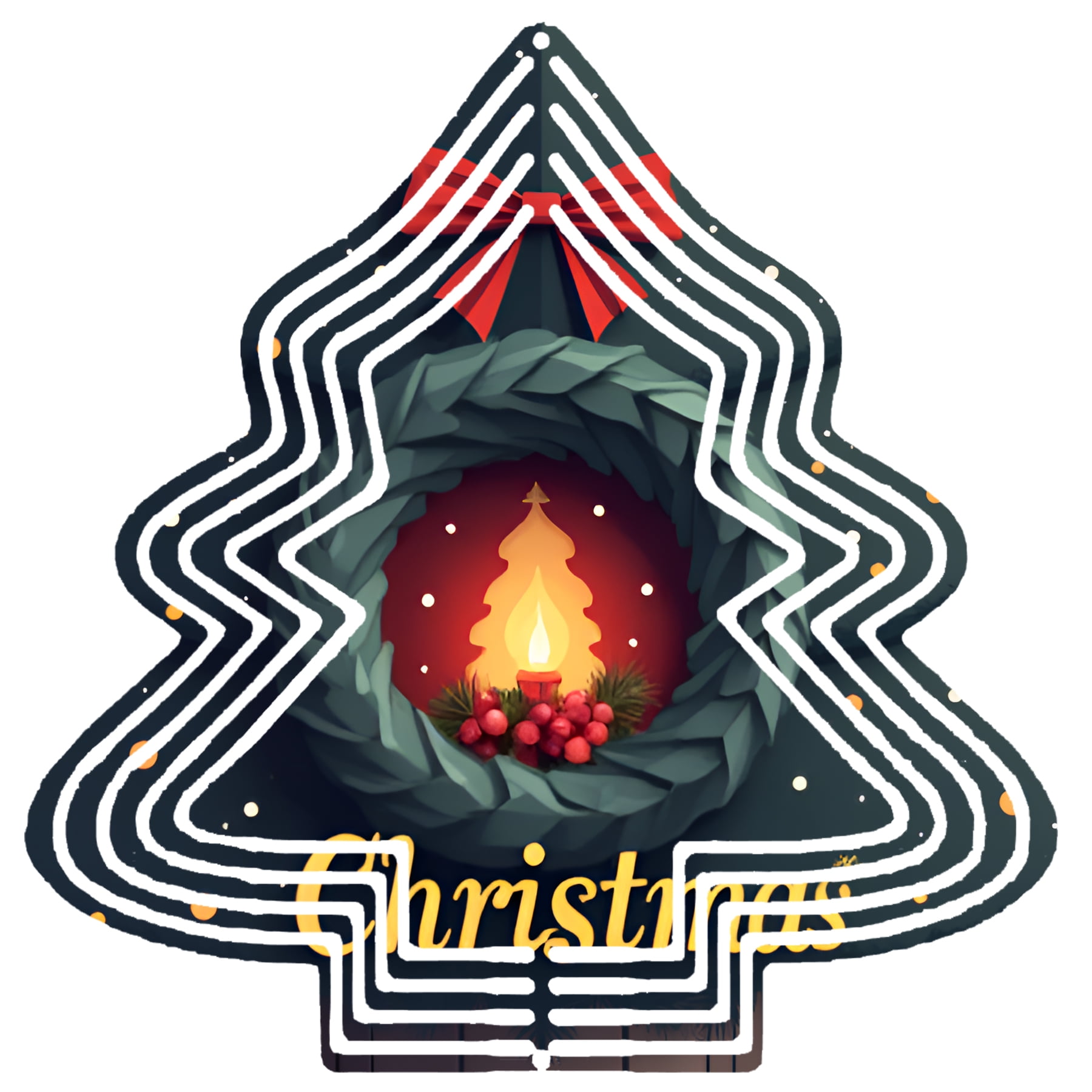 Stylish Metal Hanging Christmas Tree Wind Spinner - Festive Garden ...