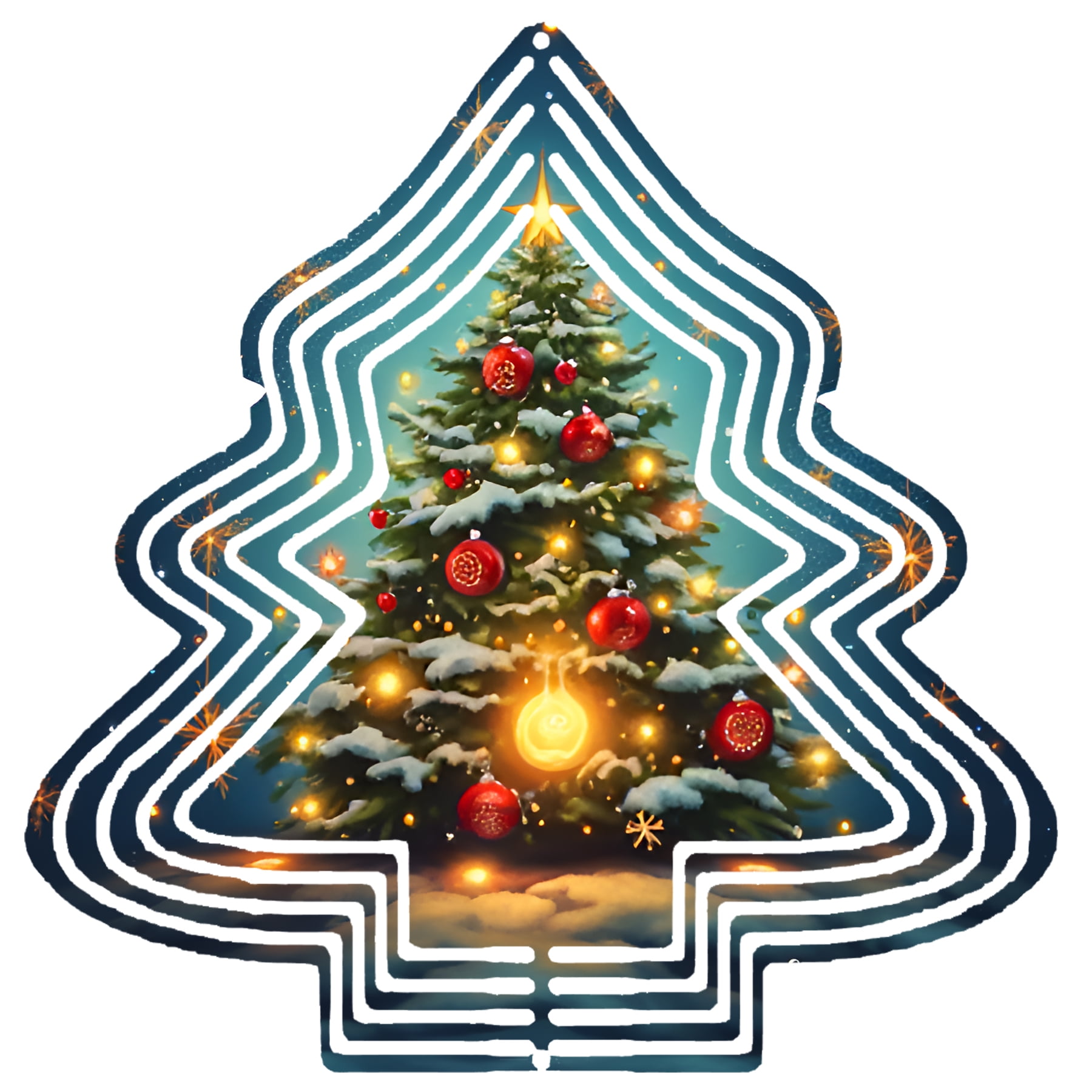 Stylish Metal Hanging Christmas Tree Wind Spinner - Festive Garden ...