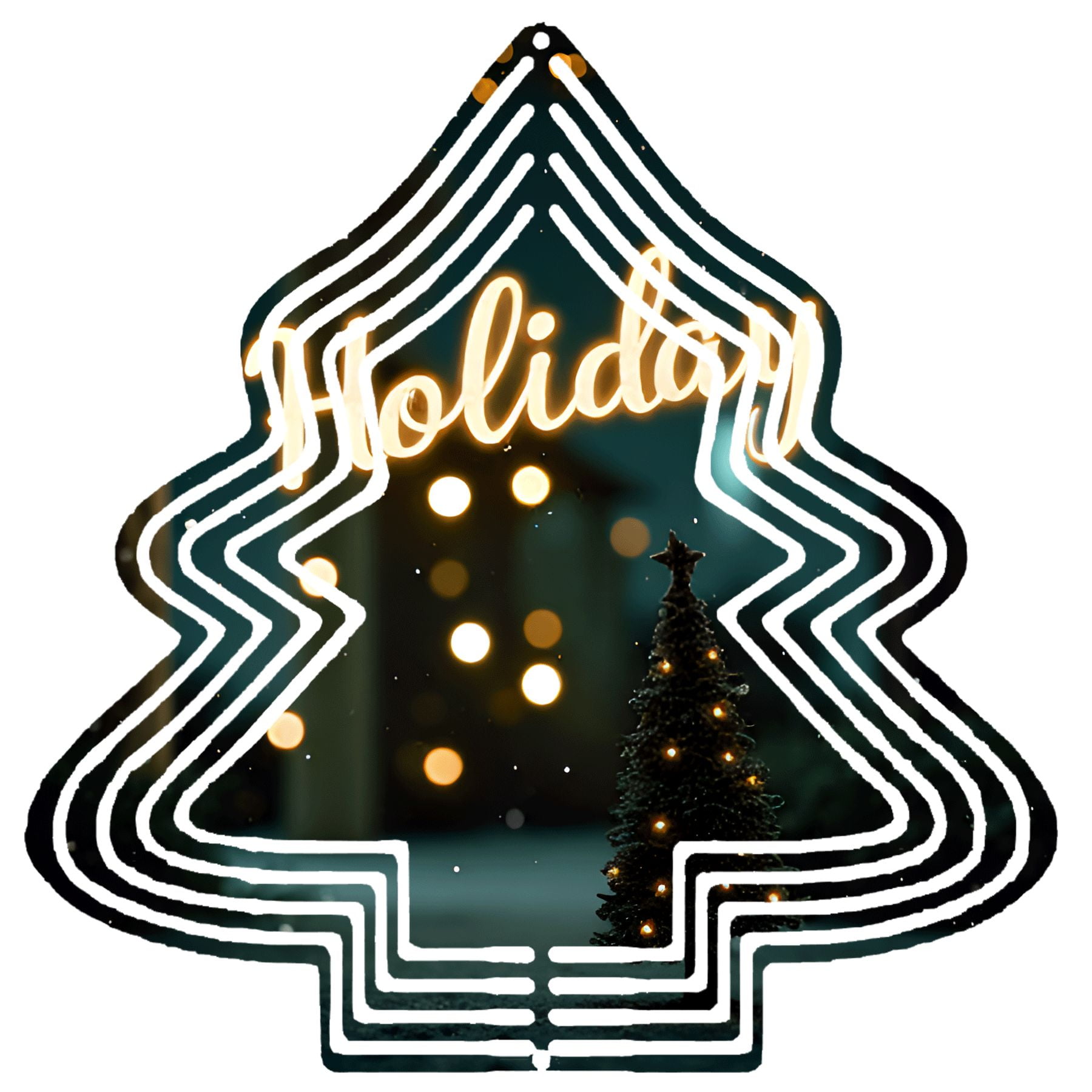 Stylish Metal Hanging Christmas Tree Wind Spinner - Festive Garden ...