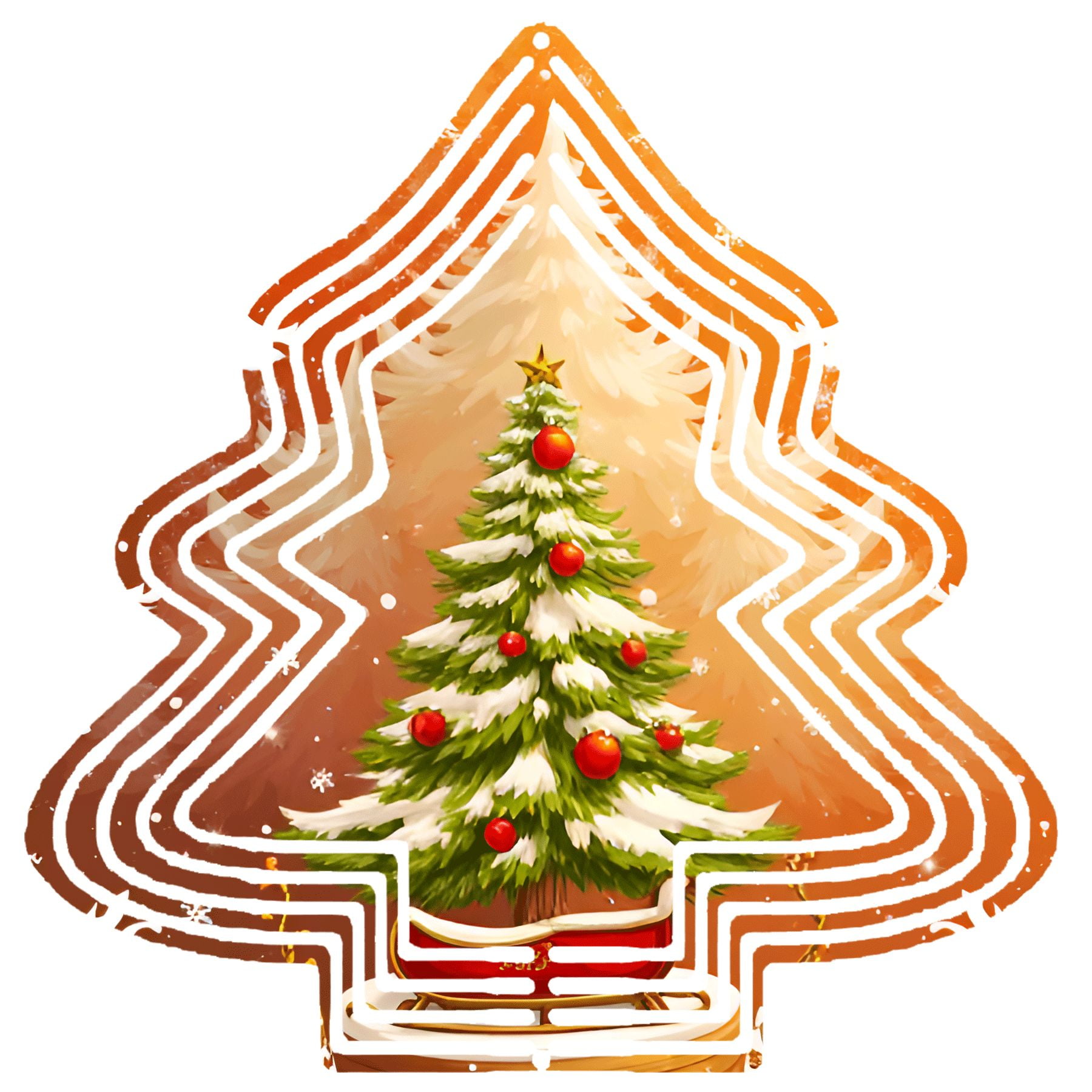 Stylish Metal Hanging Christmas Tree Wind Spinner - Festive Garden ...