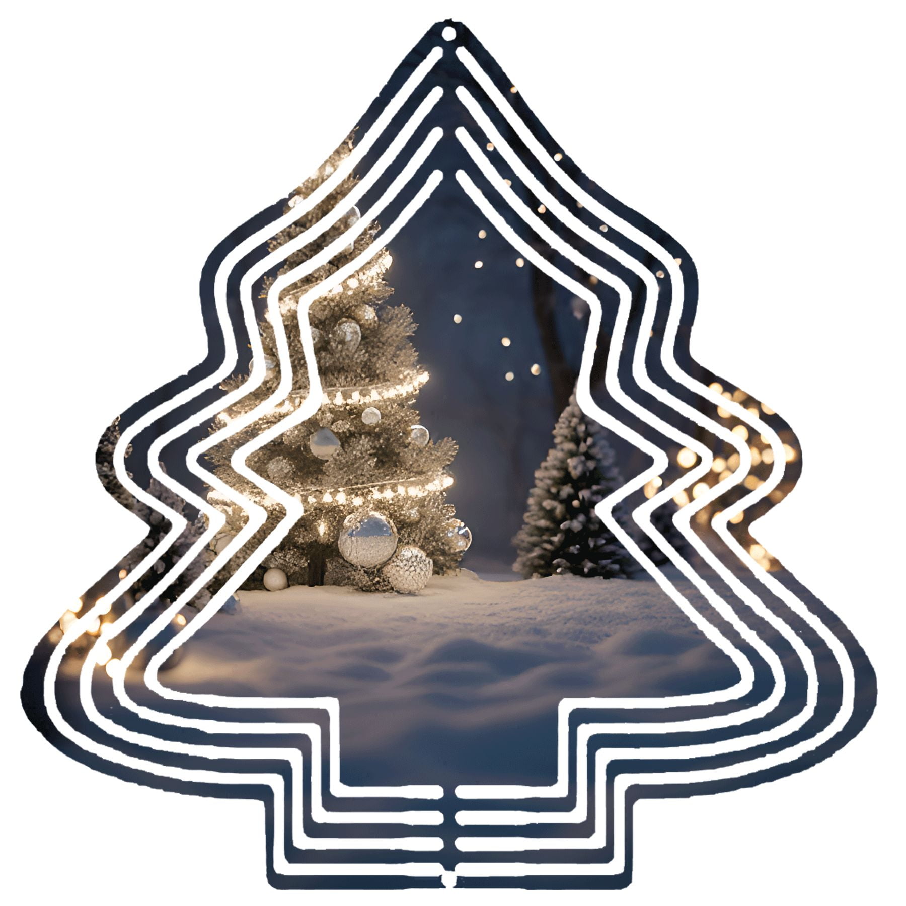 Stylish Metal Hanging Christmas Tree Wind Spinner - Festive Garden ...