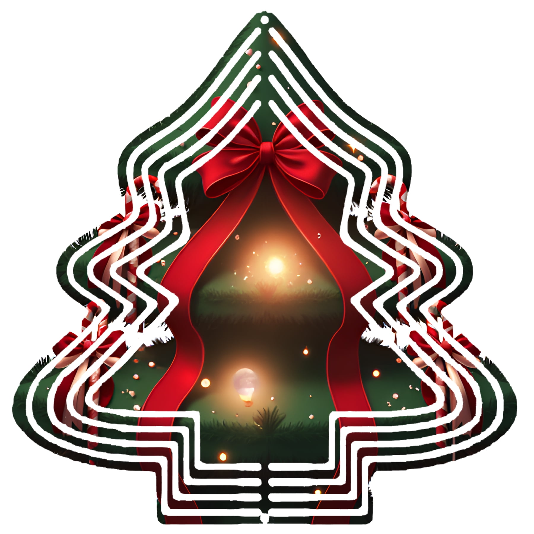 Stylish Metal Hanging Christmas Tree Wind Spinner - Festive Green ...