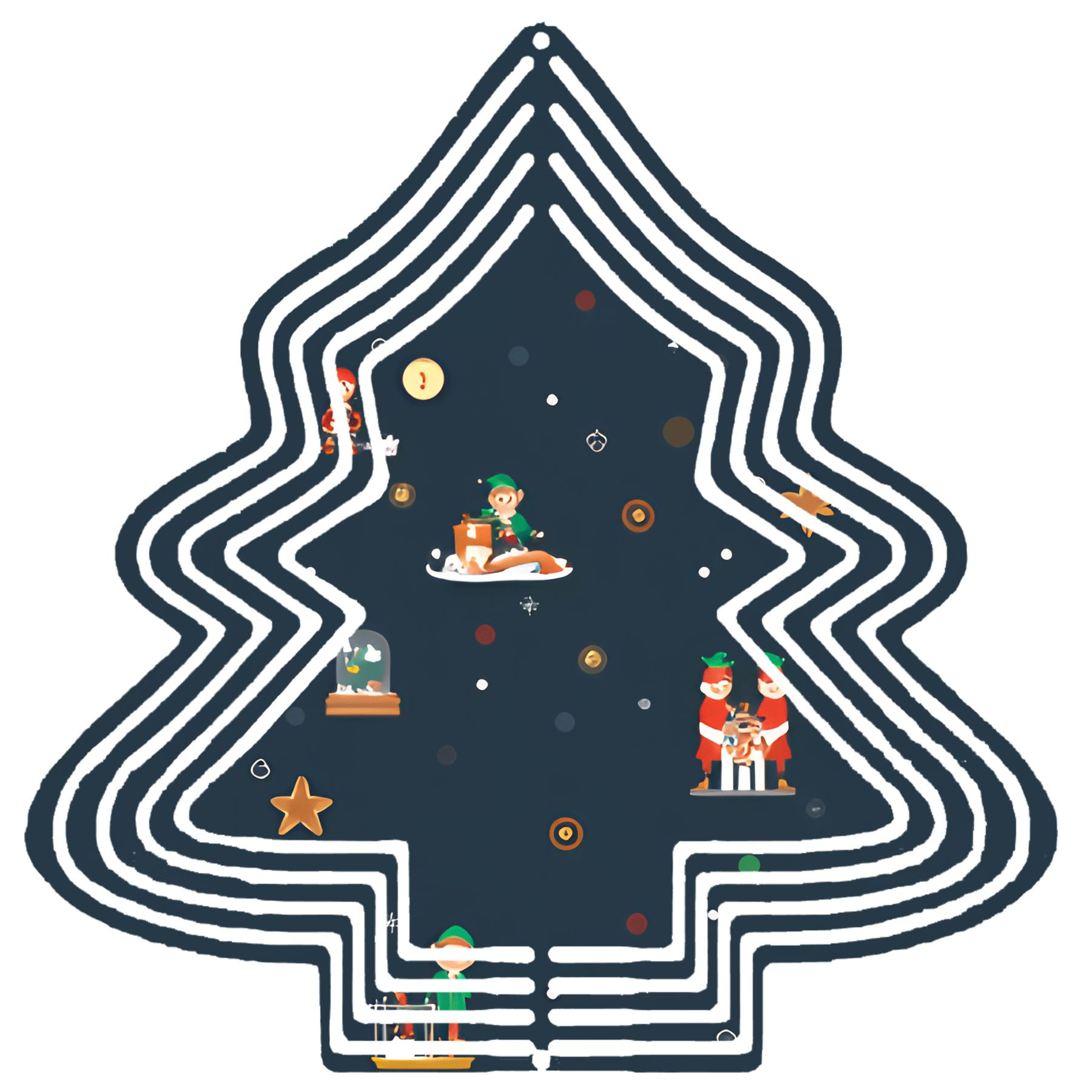 Stylish Metal Hanging Christmas Tree Wind Spinner - Festive Maze Design ...