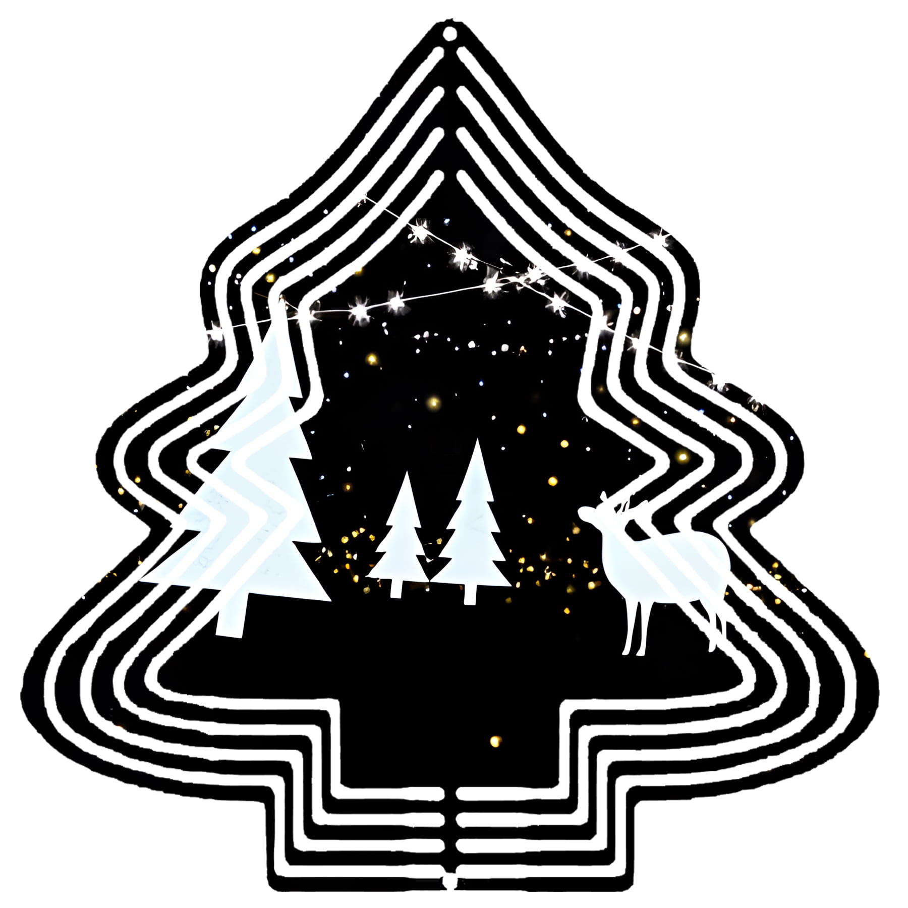 Stylish Metal Hanging Christmas Tree Wind Spinner - Festive Pine Trees ...