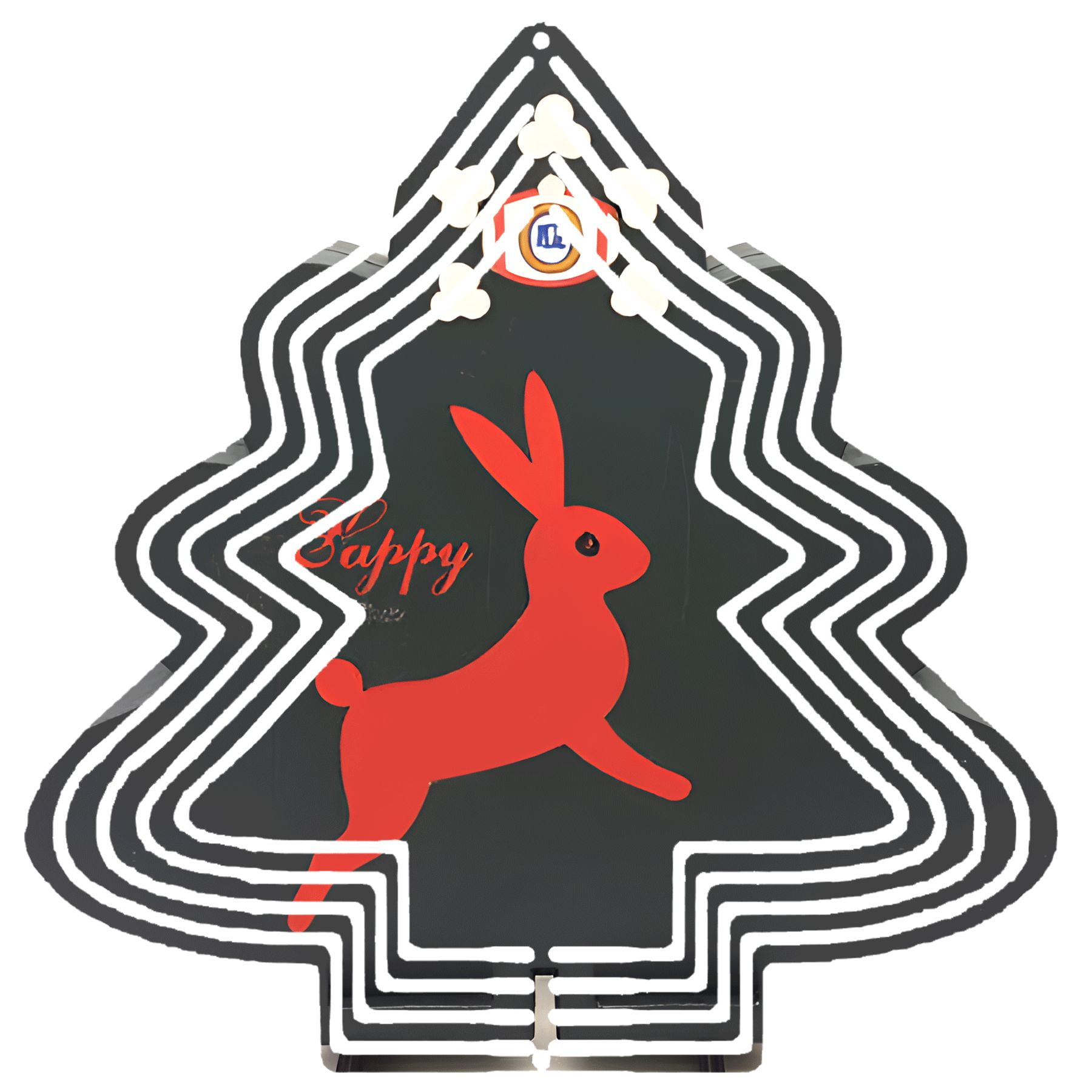 Stylish Metal Hanging Christmas Tree Wind Spinner - Festive Red Rabbit ...