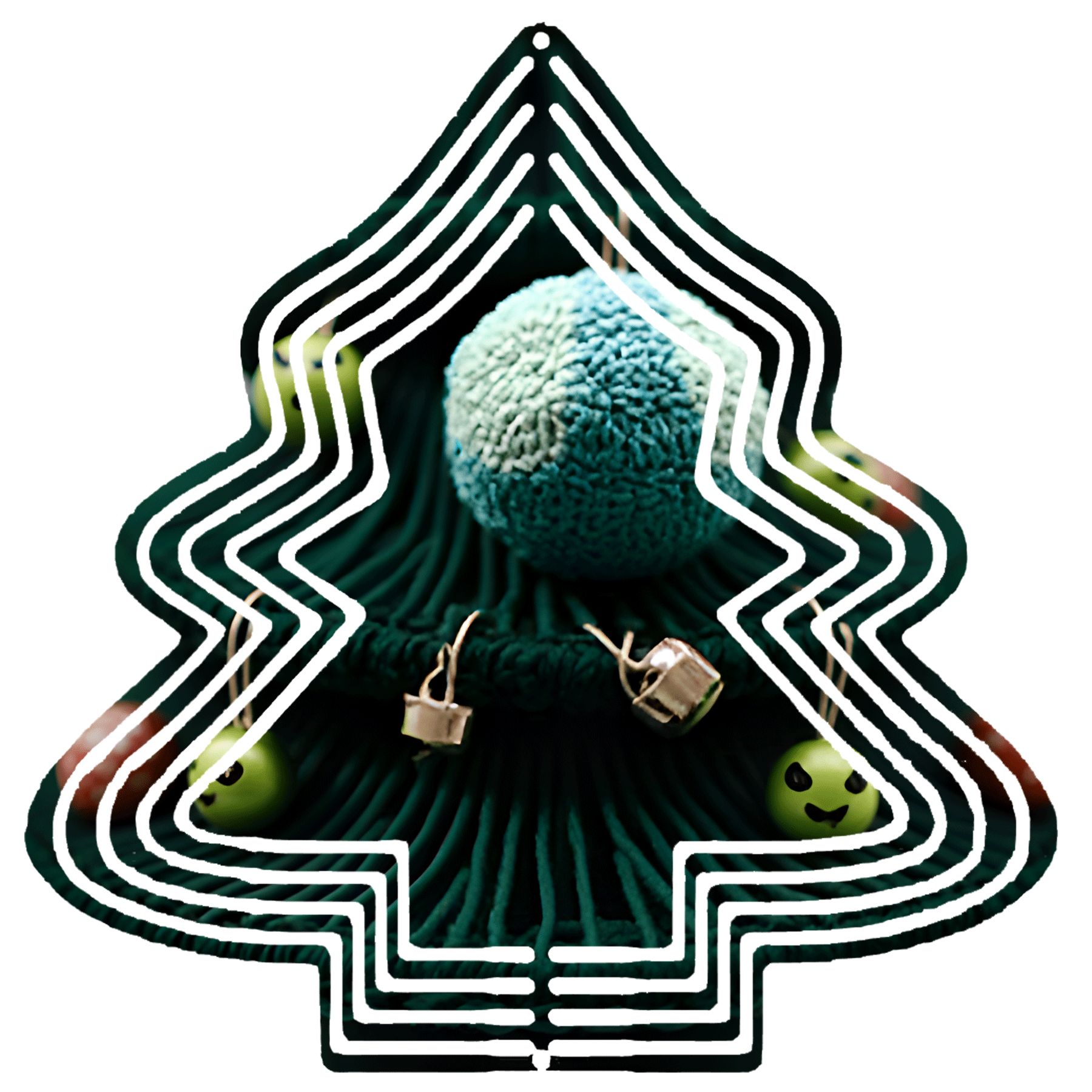 Stylish Metal Hanging Christmas Tree Wind Spinner - Intertwined Green ...