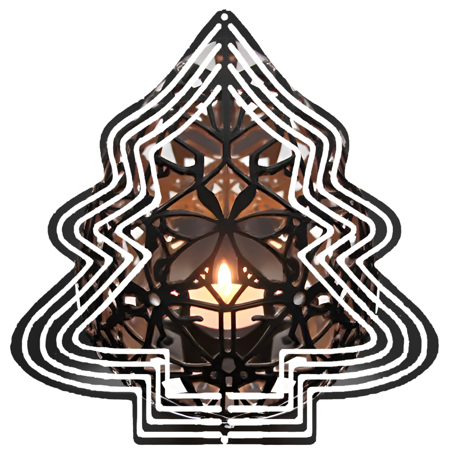 Stylish Metal Hanging Christmas Tree Wind Spinner - Intricate Patterns ...
