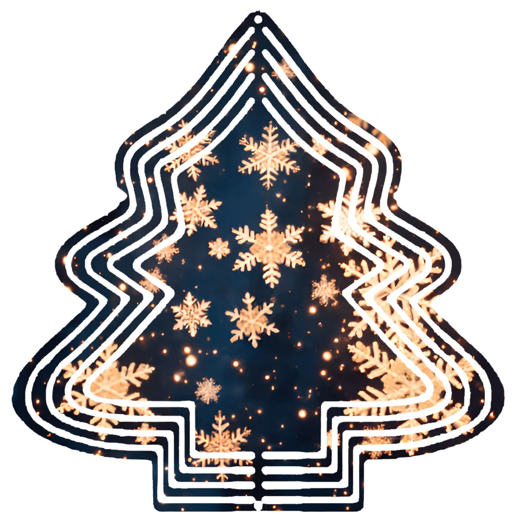 Stylish Metal Hanging Christmas Tree Wind Spinner - Layered Design with ...