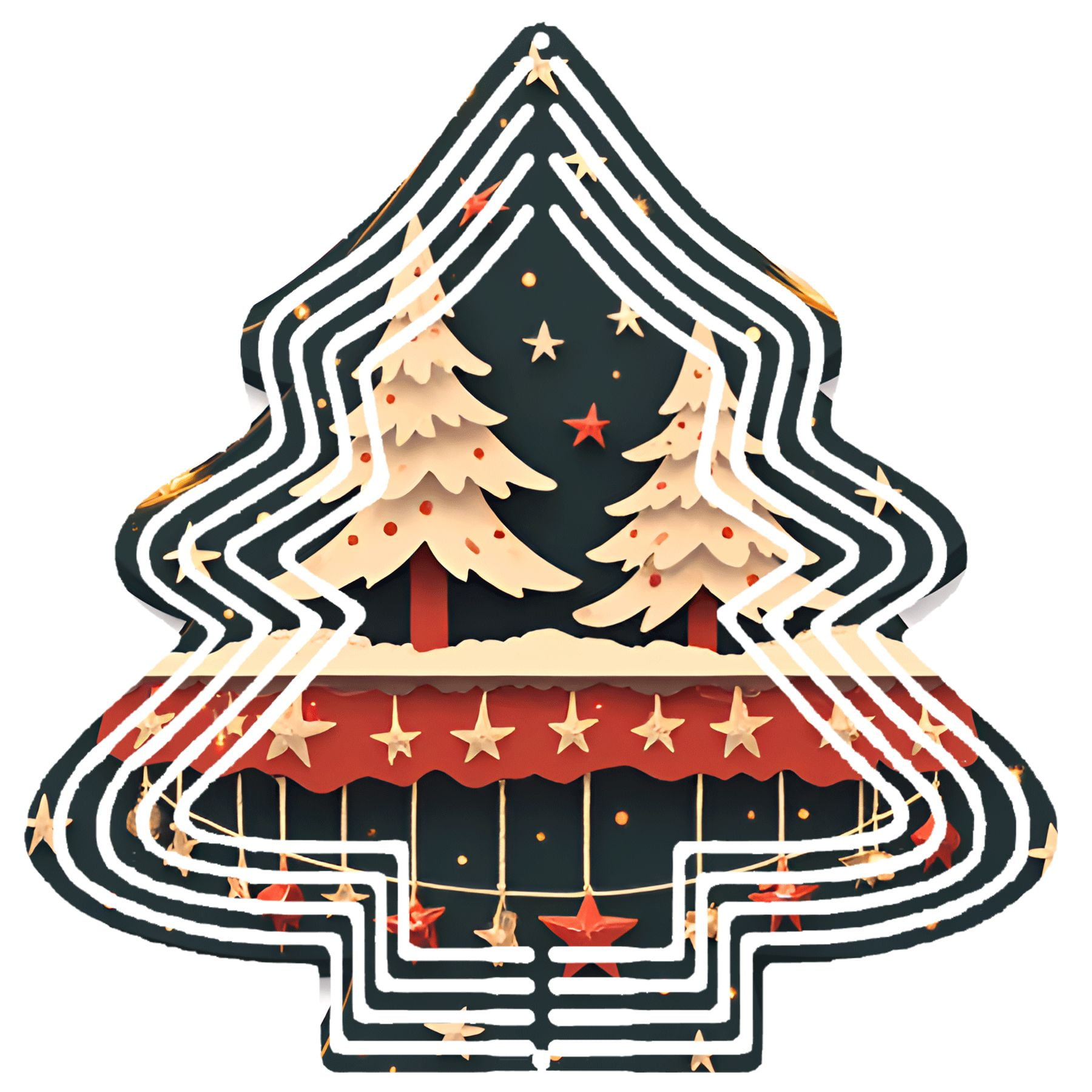 Stylish Metal Hanging Christmas Tree Wind Spinner - Layered Wireframe ...