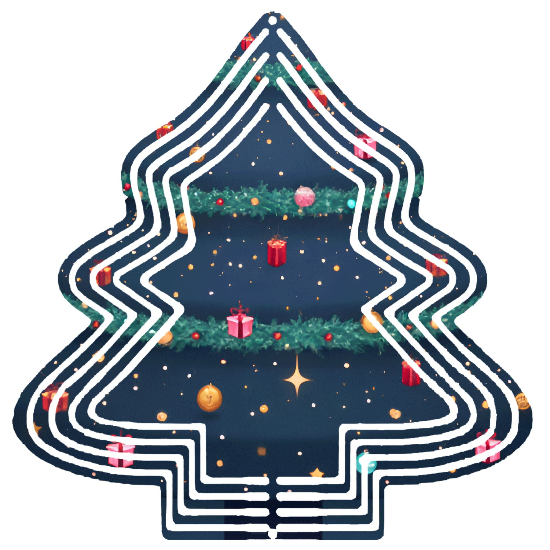 Stylish Metal Hanging Christmas Tree Wind Spinner - Modern Abstract ...