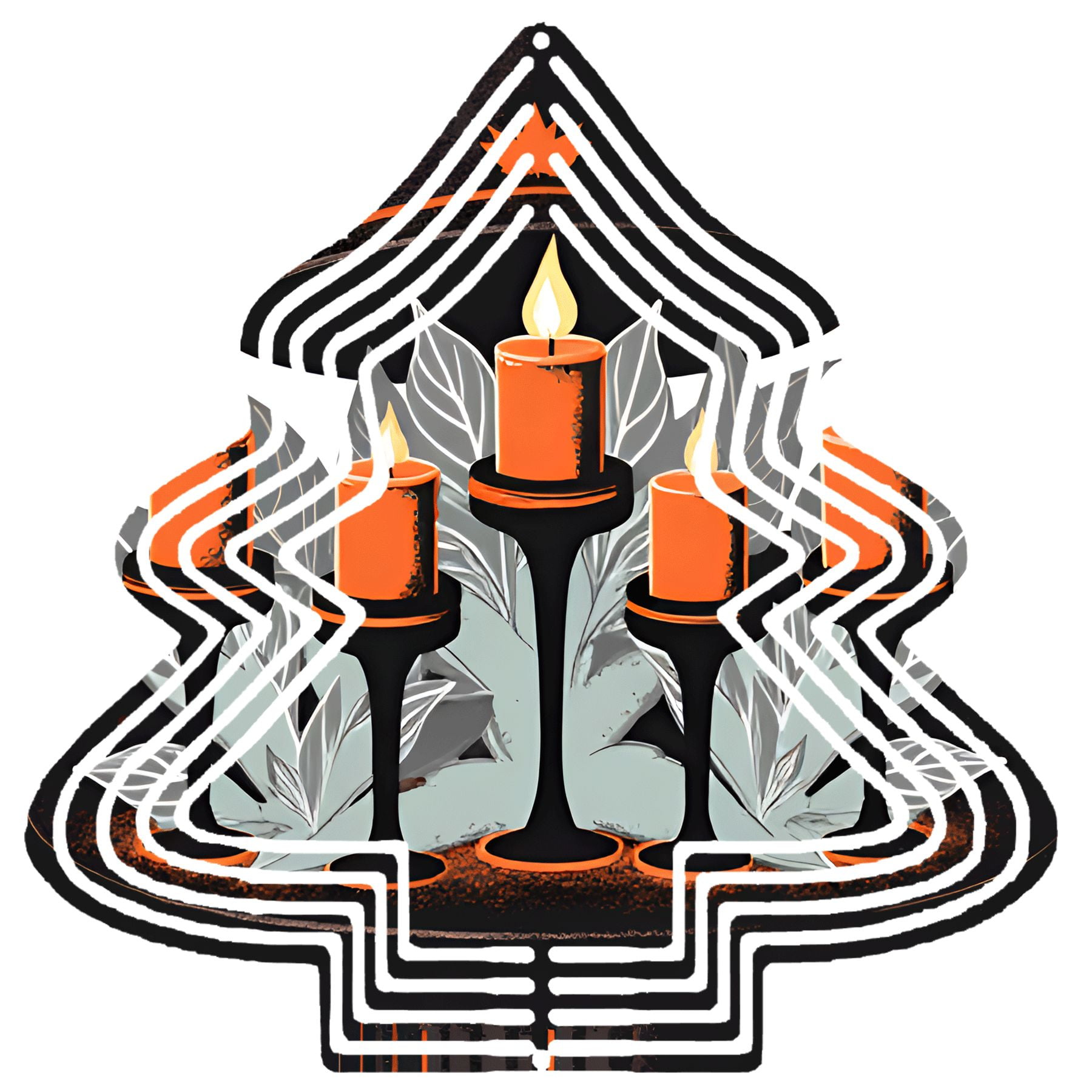Stylish Metal Hanging Christmas Tree Wind Spinner - Orange Candle ...