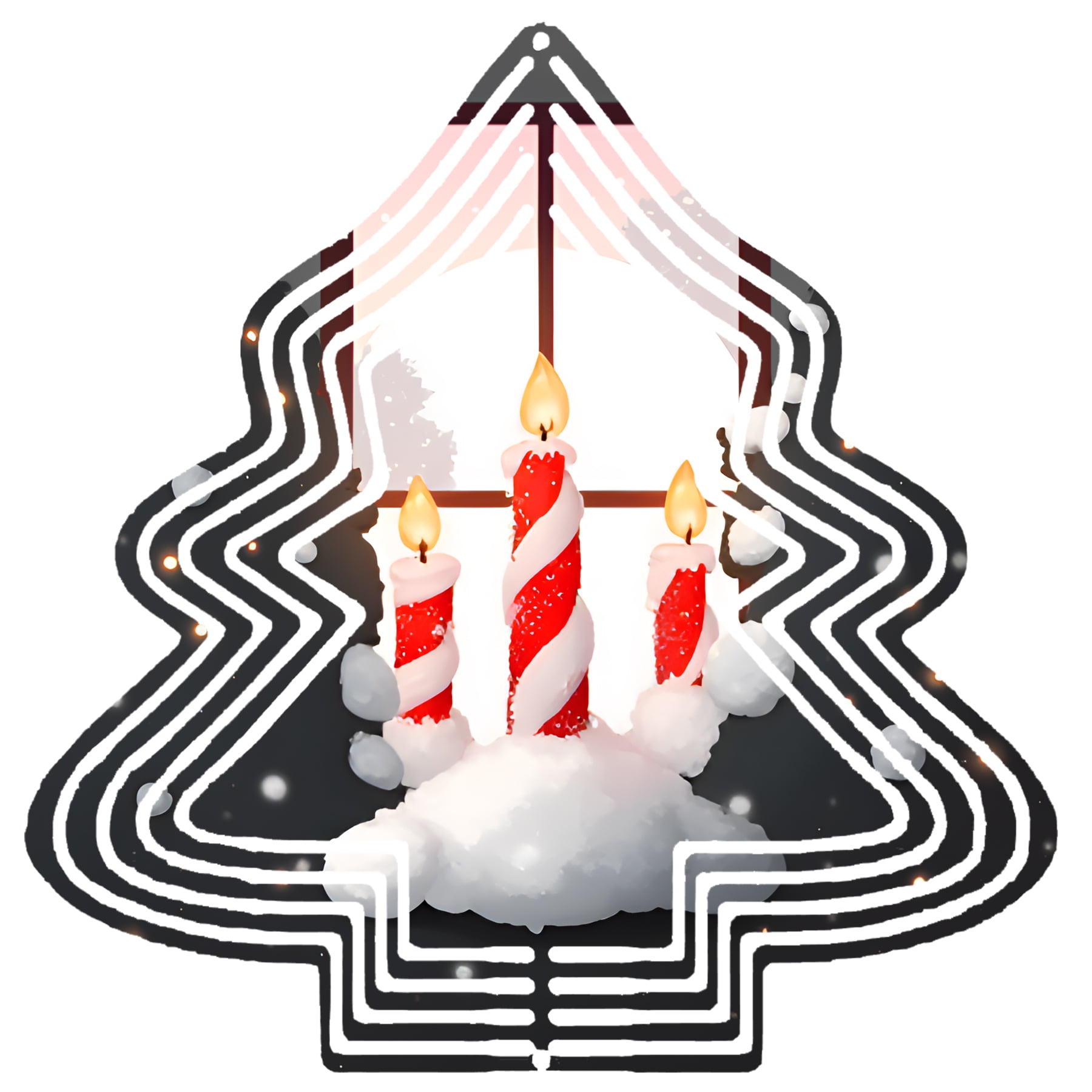 Stylish Metal Hanging Christmas Tree Wind Spinner - Red & White Striped ...