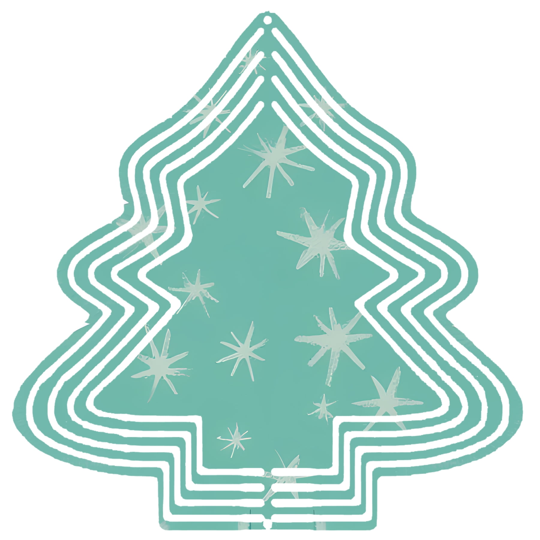 Stylish Metal Hanging Christmas Tree Wind Spinner - Teal Background ...