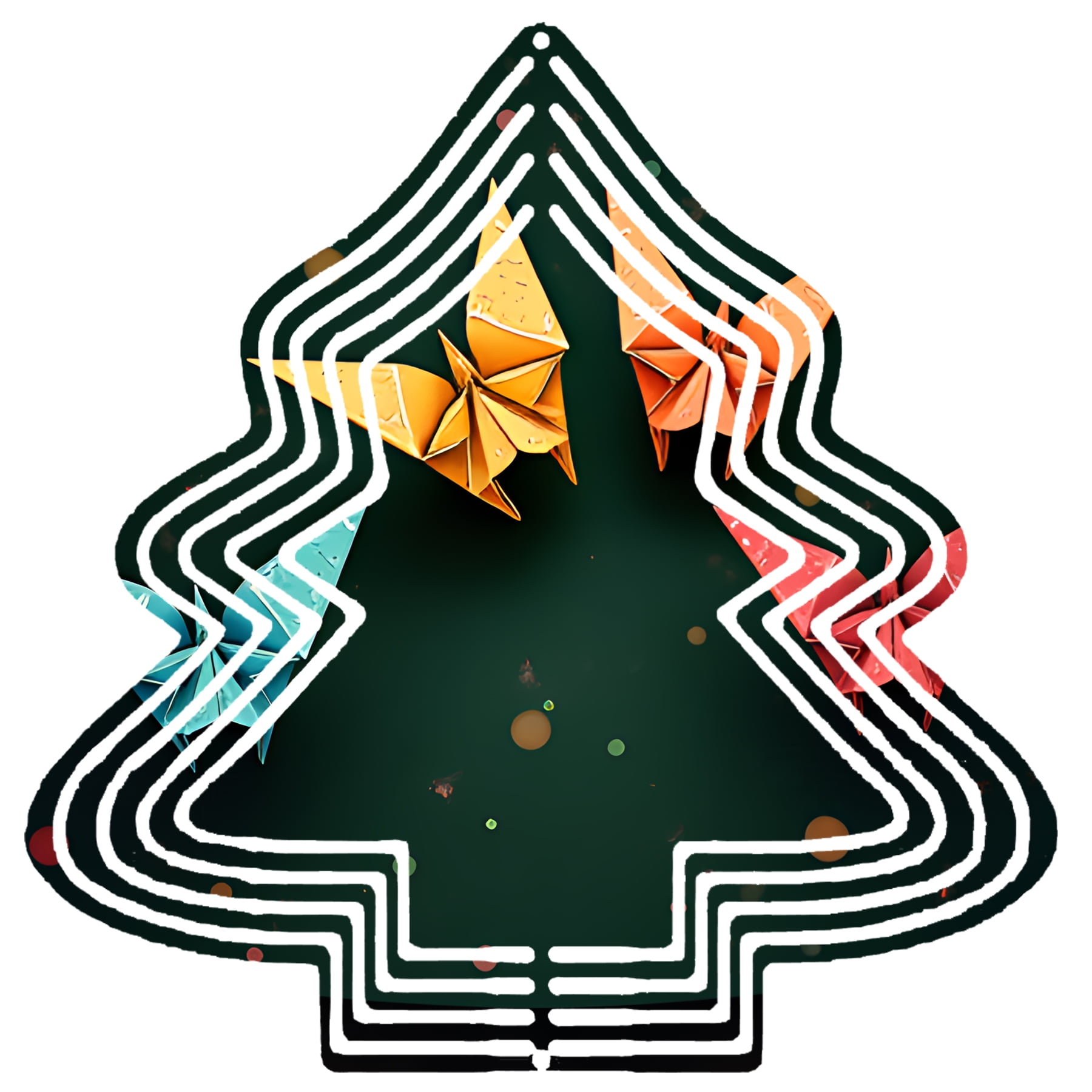 Stylish Metal Hanging Christmas Tree Wind Spinner - Vibrant Origami ...