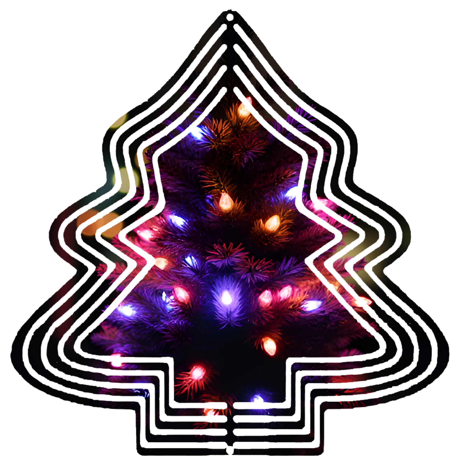 Stylish Metal Hanging Tree-Shaped Wind Spinner - Colorful Bulbs ...