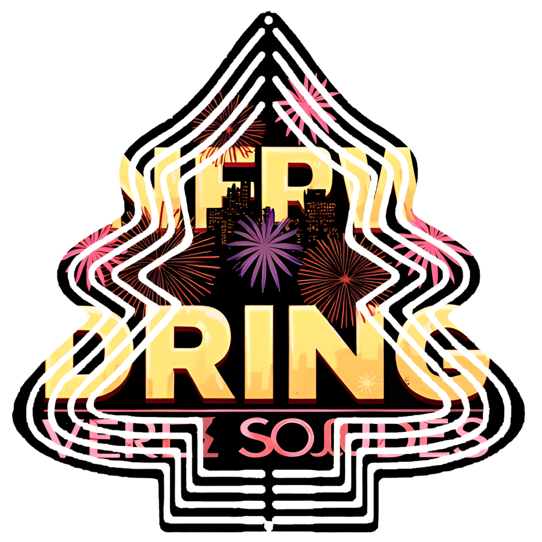 Stylish Metal Hanging Tree Wind Spinner - Vibrant Fireworks & City ...