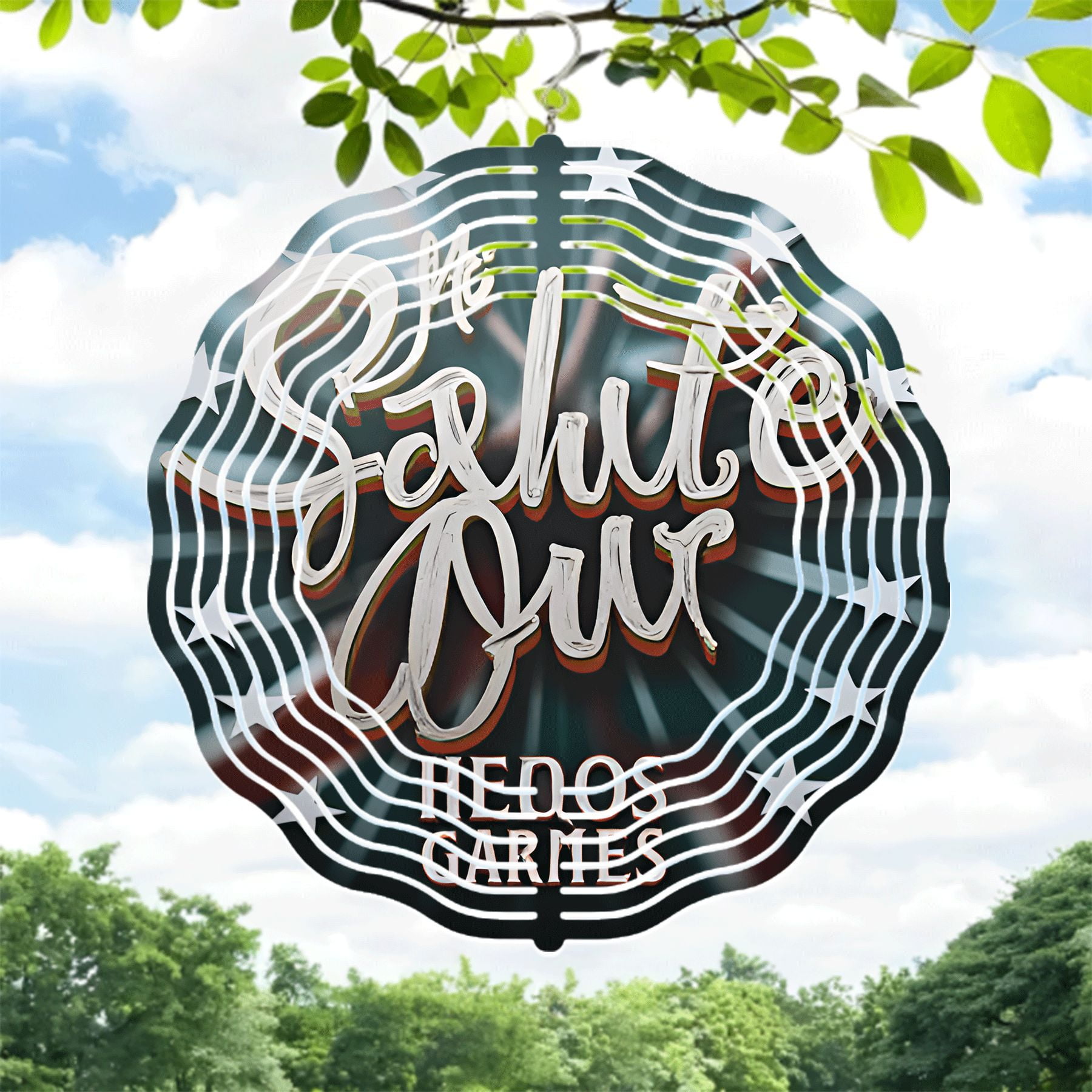 Stylish Metal Hanging Wind Spinners with ' Solitude ' Cursive Design ...