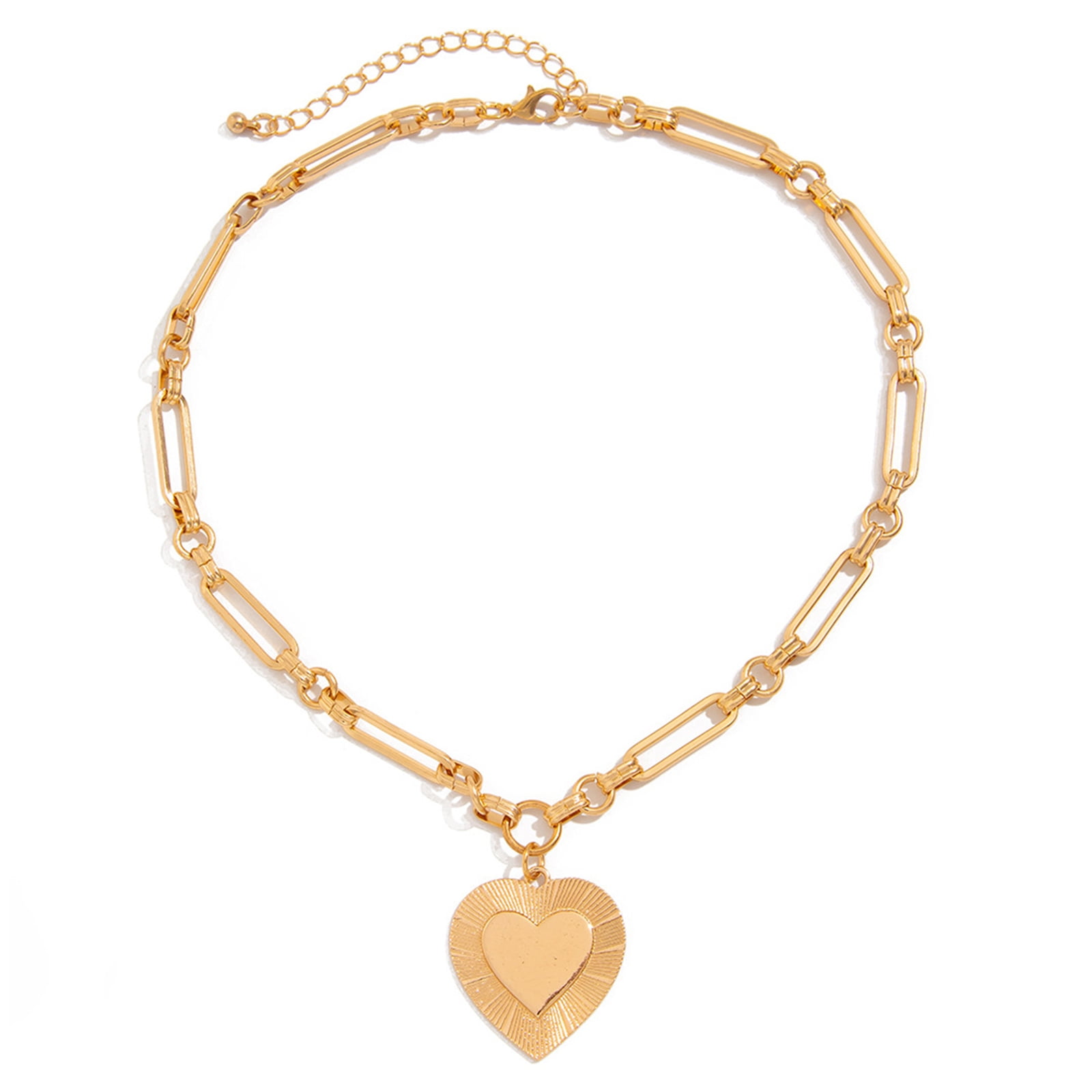 Stylish Metal Heart Pendant Necklace Clavicle Chain for Trendy Women ...