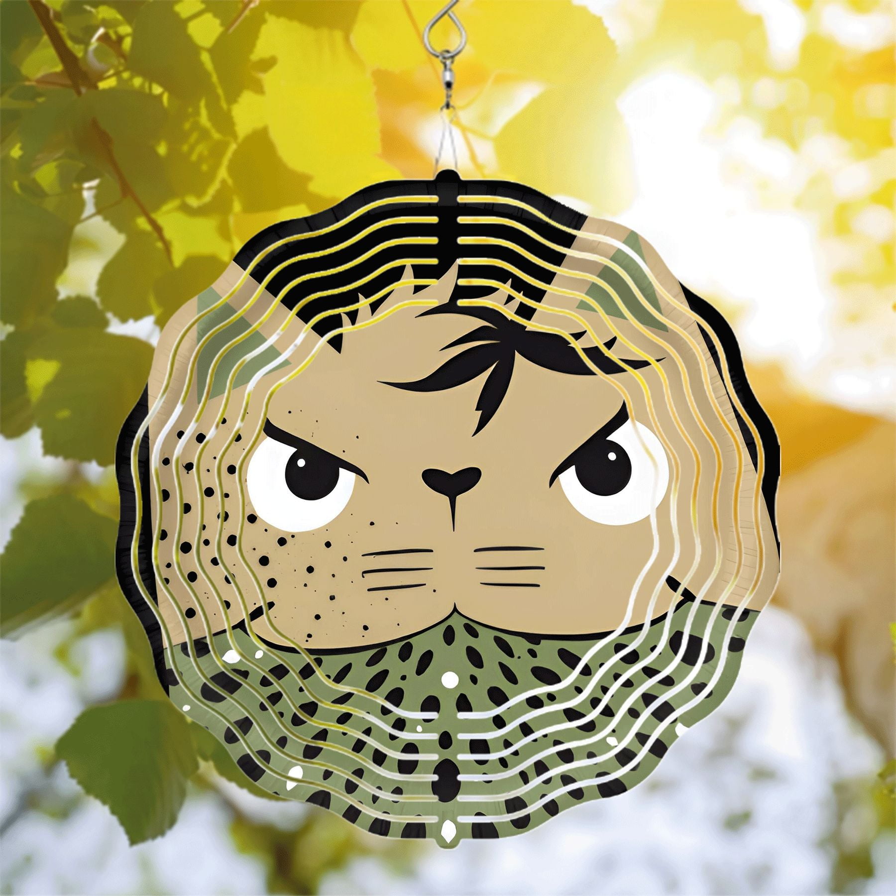 Stylish Metal Wind Spinner with Fierce Lion Face Design - Bold Graphic ...
