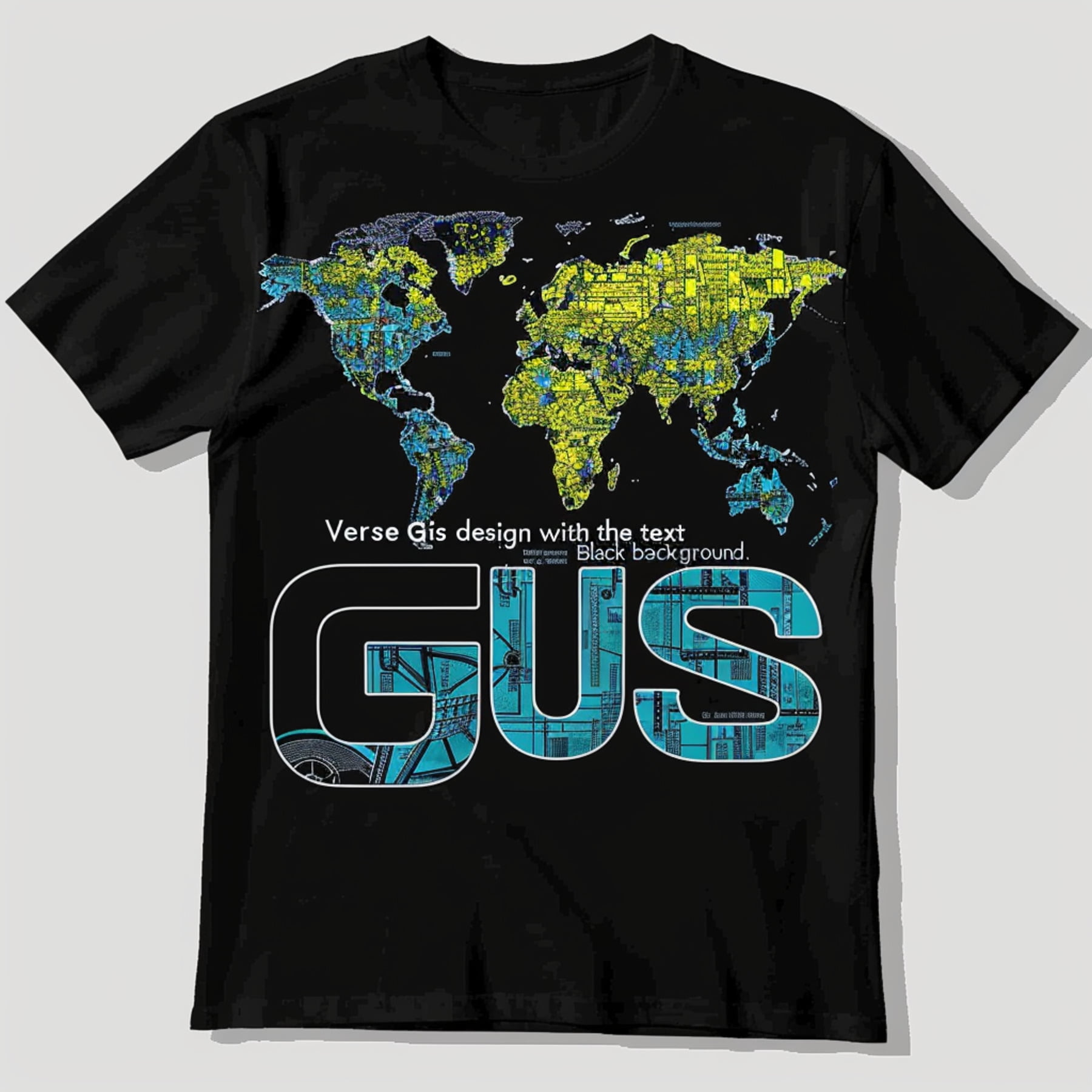 Stylish Midnight Blue & Green Gis Logo Earth Map T Shirt Bold Pencil ...