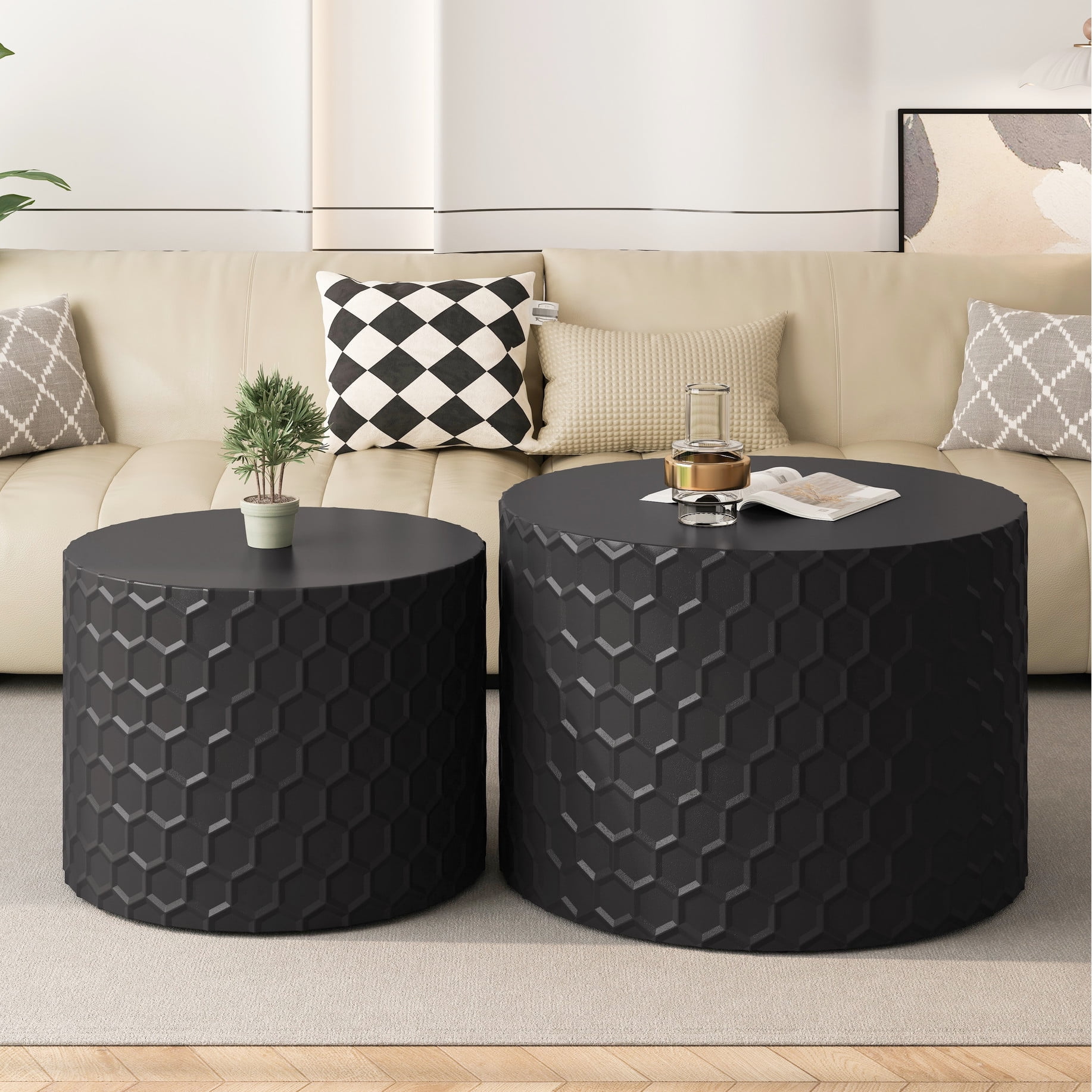Stylish Minimalist Coffee Table , Modern Round Honeycomb Design Tables ...