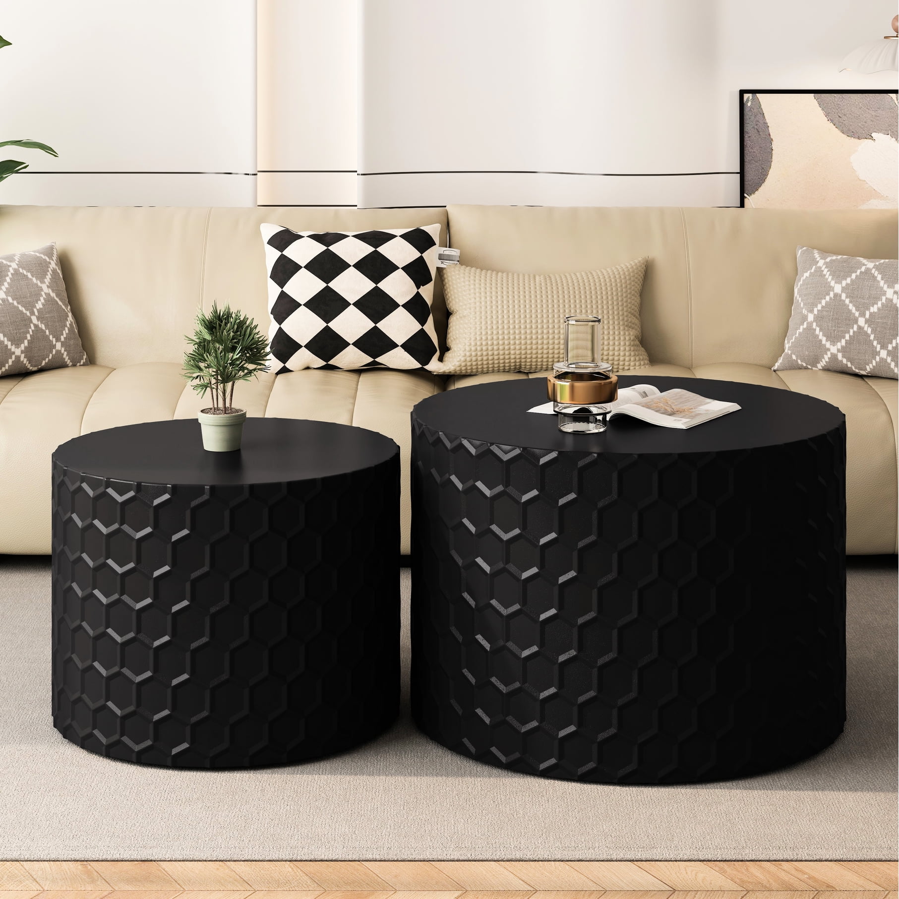 Stylish Minimalist Coffee Table , Modern Round Honeycomb Design Tables ...