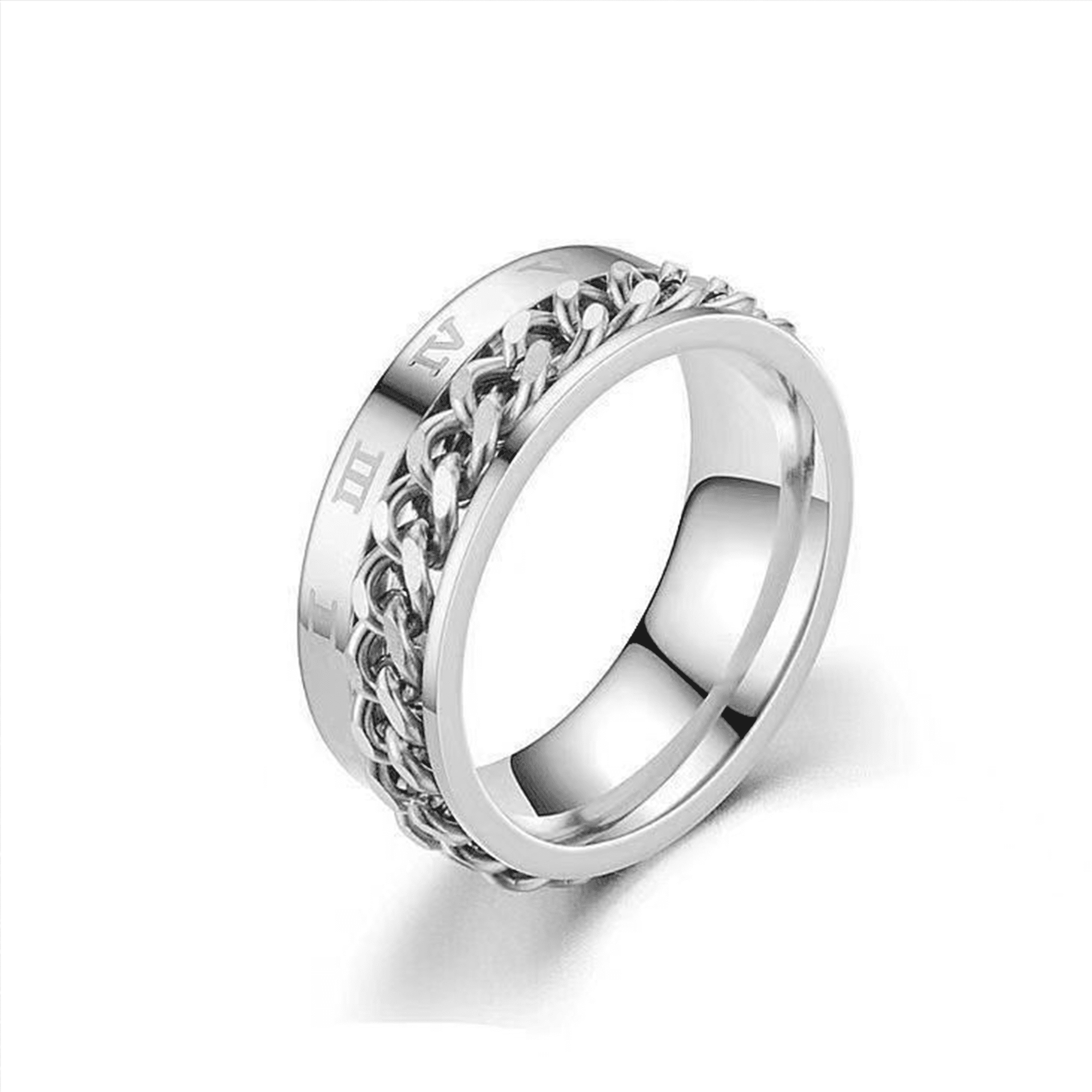 Stylish & Minimalist Men's Stainless Steel Ring with Roman Numerals ...