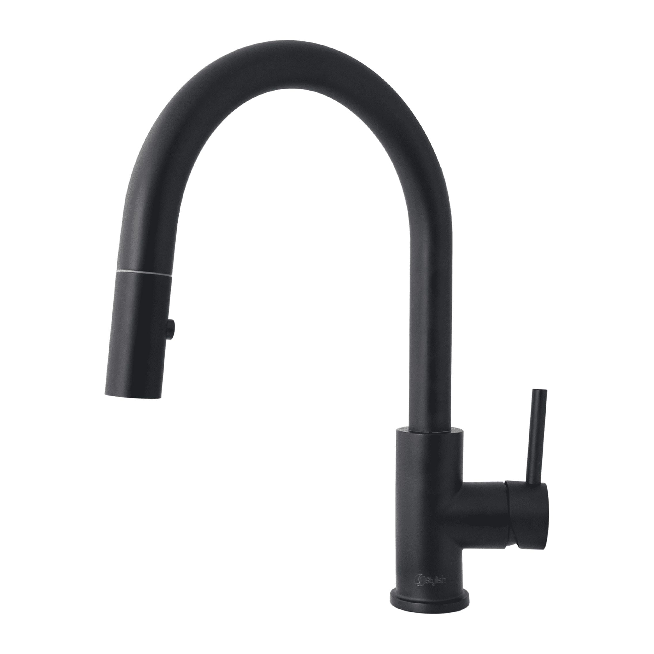 Stylish Modena One-Handle Matte Black Pull Down Kitchen Faucet Height ...