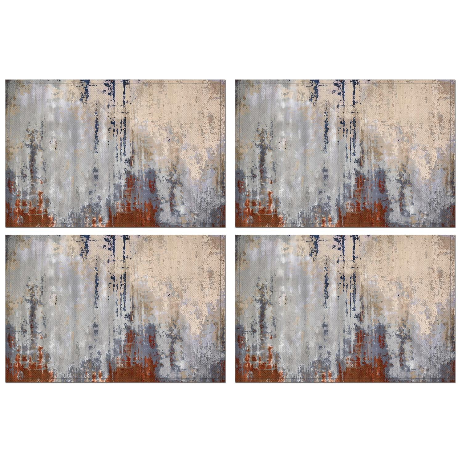 Stylish Modern Art Placemats Set of 4 - Blue Grey Abstract Painting ...