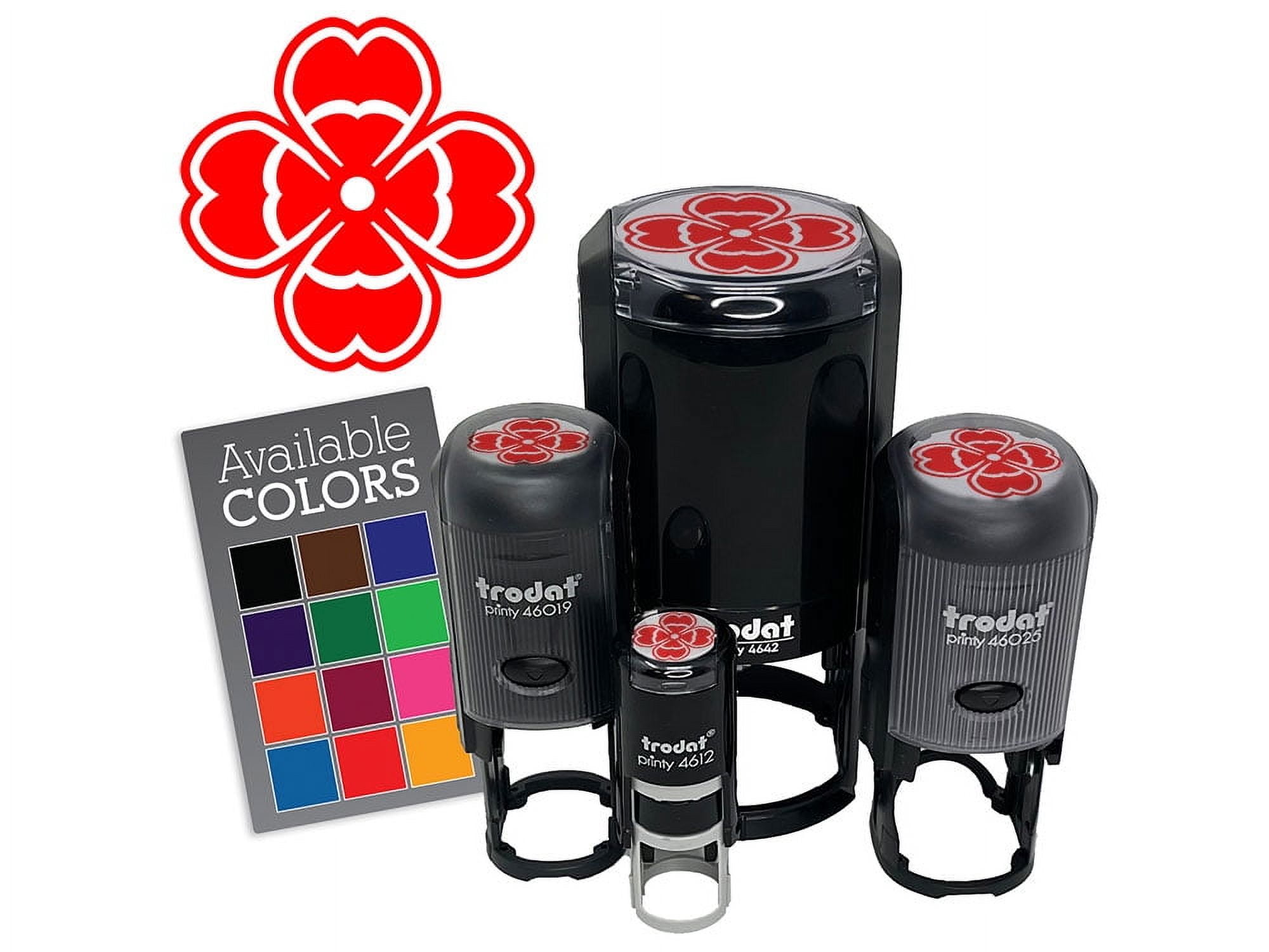 Stylish Modern Four Leaf Clover Shamrock Floral Flower Self-Inking ...