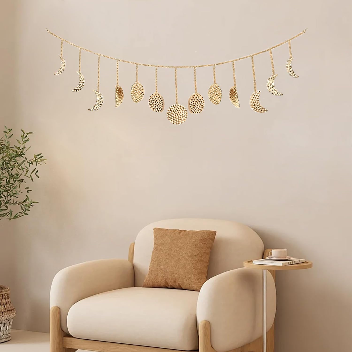Stylish Moon Phase Wall Decor - Gold Wall Decor with Crescent Design ...