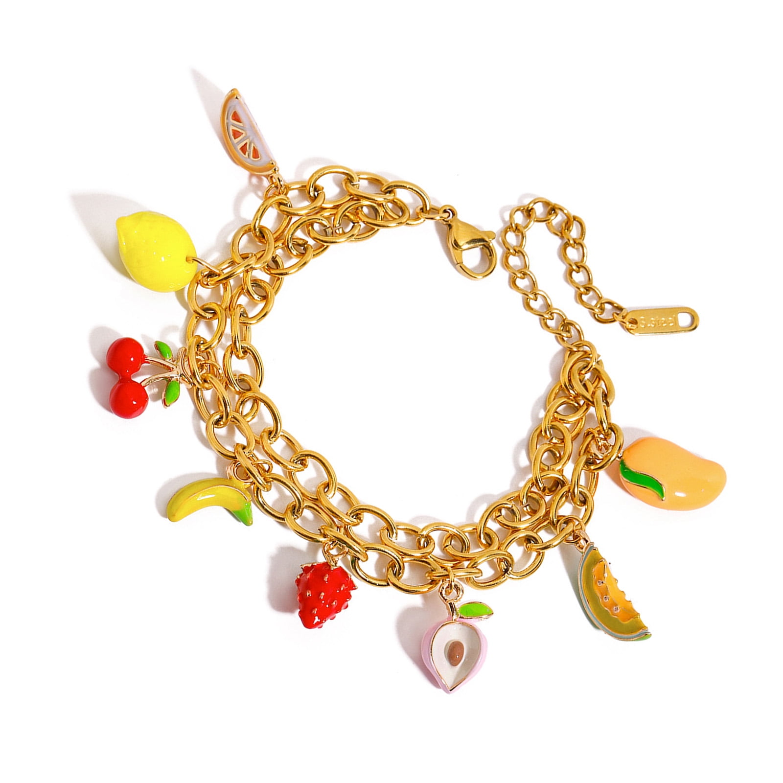 Stylish Multilayer Fruit Charm Chain Jewelry With Watermelon Pineapple ...