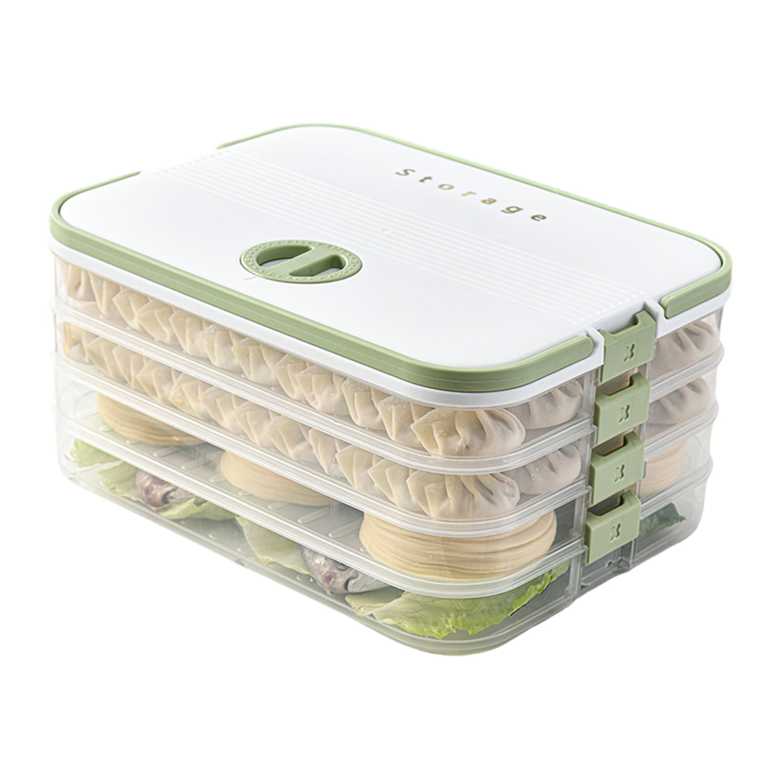 Stylish Multiple Tiers Dumpling Storage Box Clear Freezer Container ...